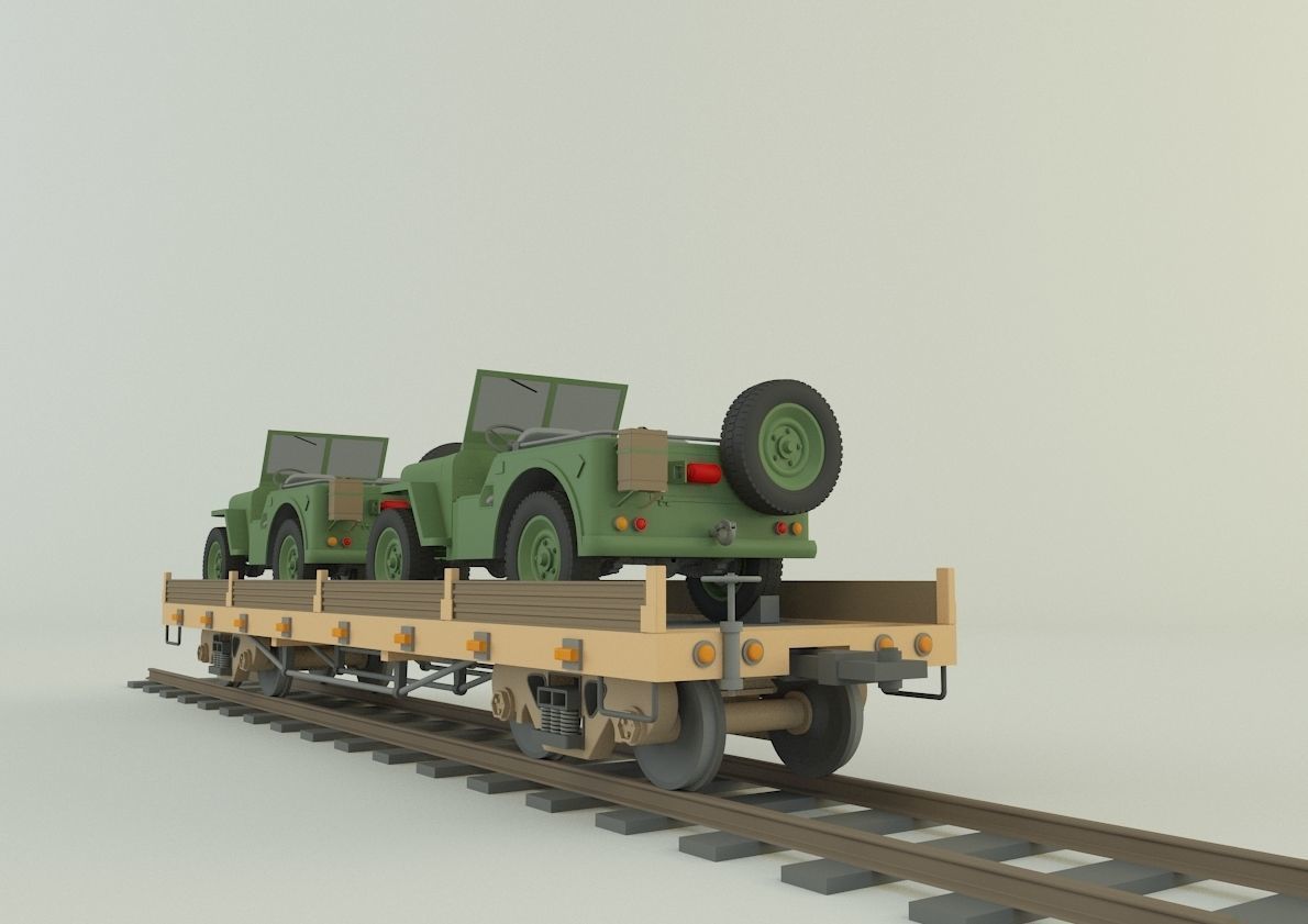 train wagon willys jeep 3D model | CGTrader