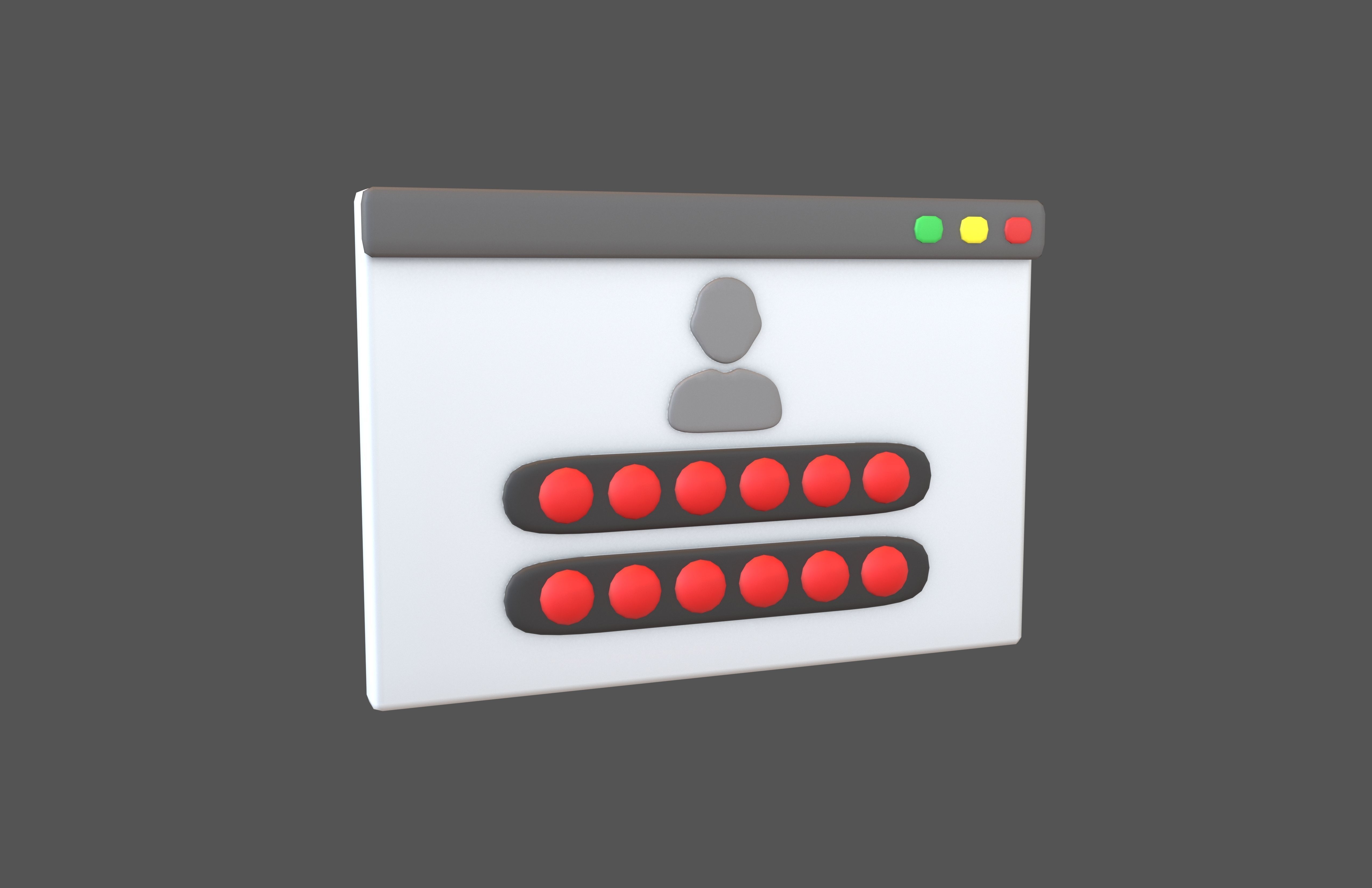 3D model Website Login Incorrect Password Icon v1 001 VR / AR / low ...