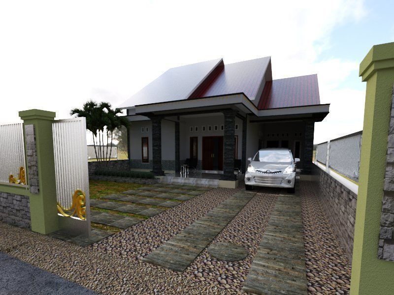 simple house on village 3D model 3D printable | CGTrader