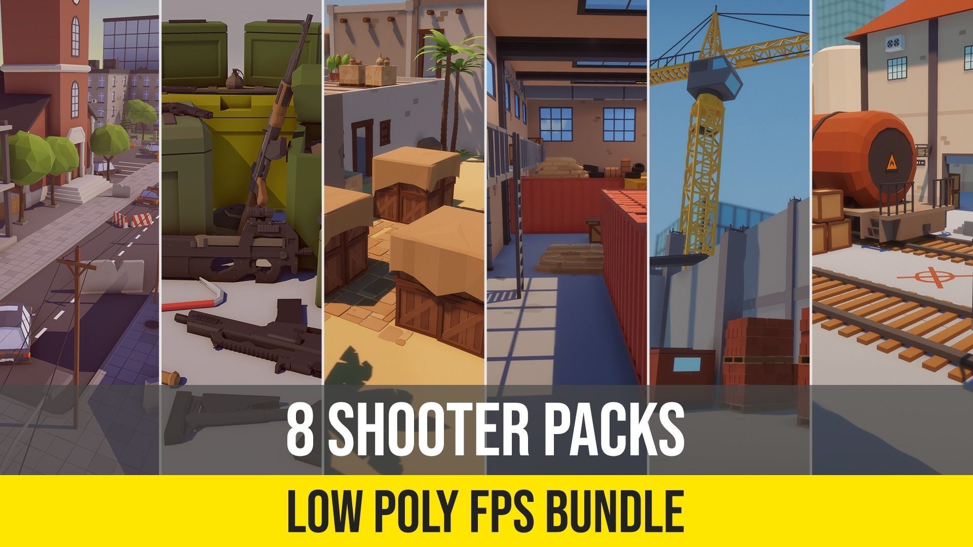 3D model Low Poly FPS Bundle - Shooter Maps and Weapons VR / AR / low ...