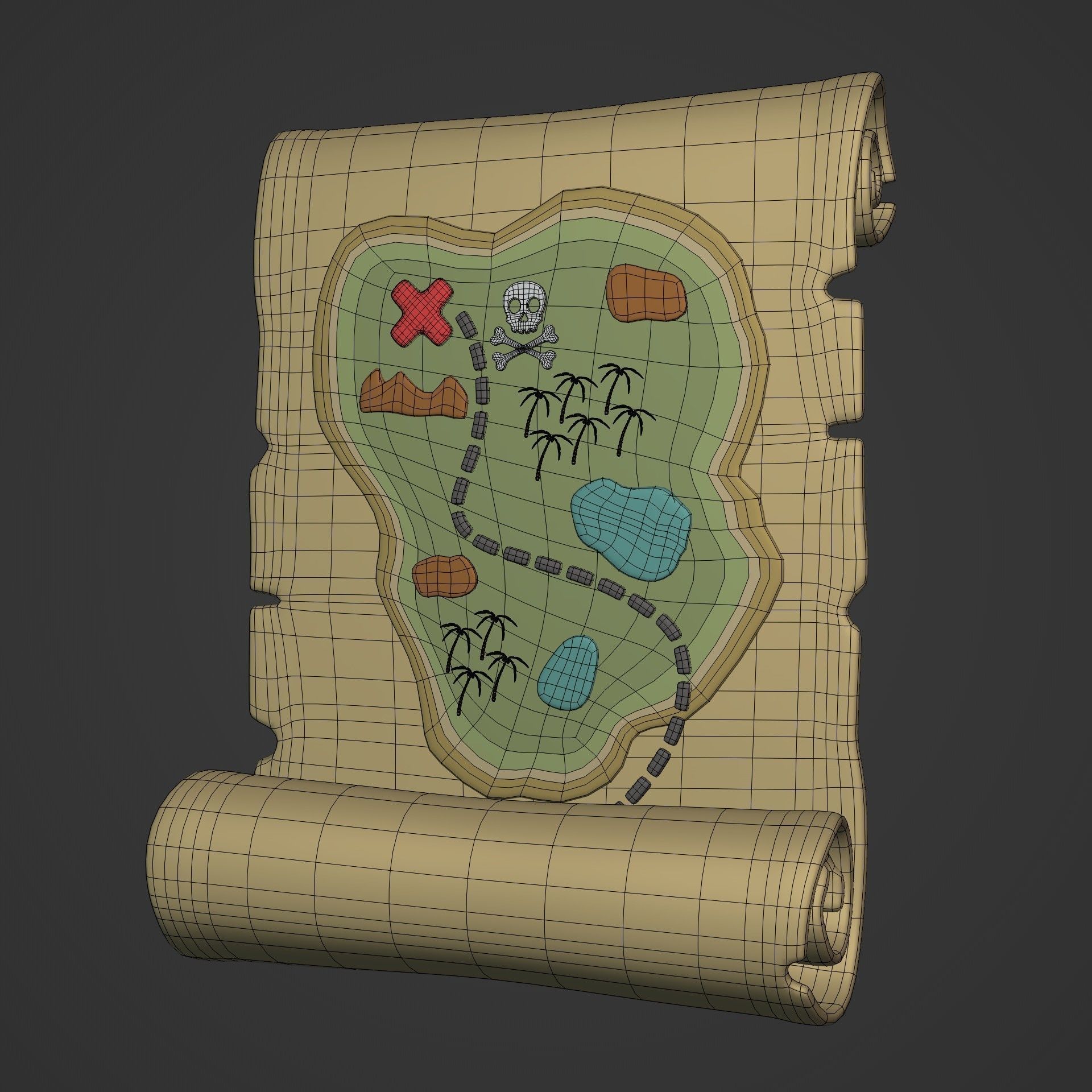 3D model Treasure Map VR / AR / low-poly | CGTrader