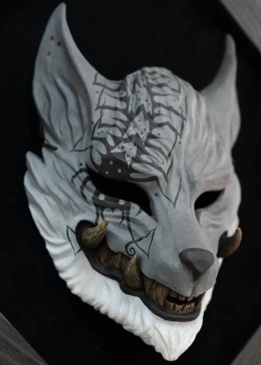 WOLF ONI MASK JAPANESE TRADITIONAL HANNYA SAMURAI KITSUNE 3D model ...