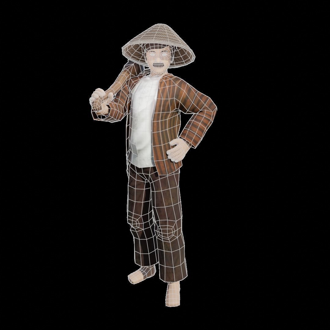 Indonesian Farmer Pak Tani 3D model rigged | CGTrader
