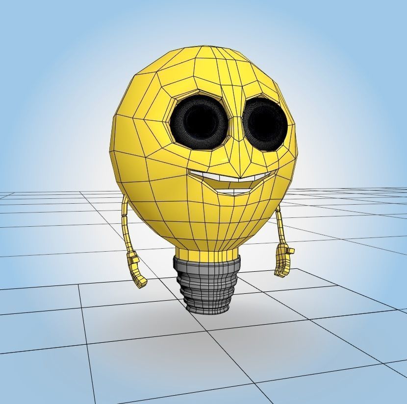 Cartoon light bulb 3D model | CGTrader