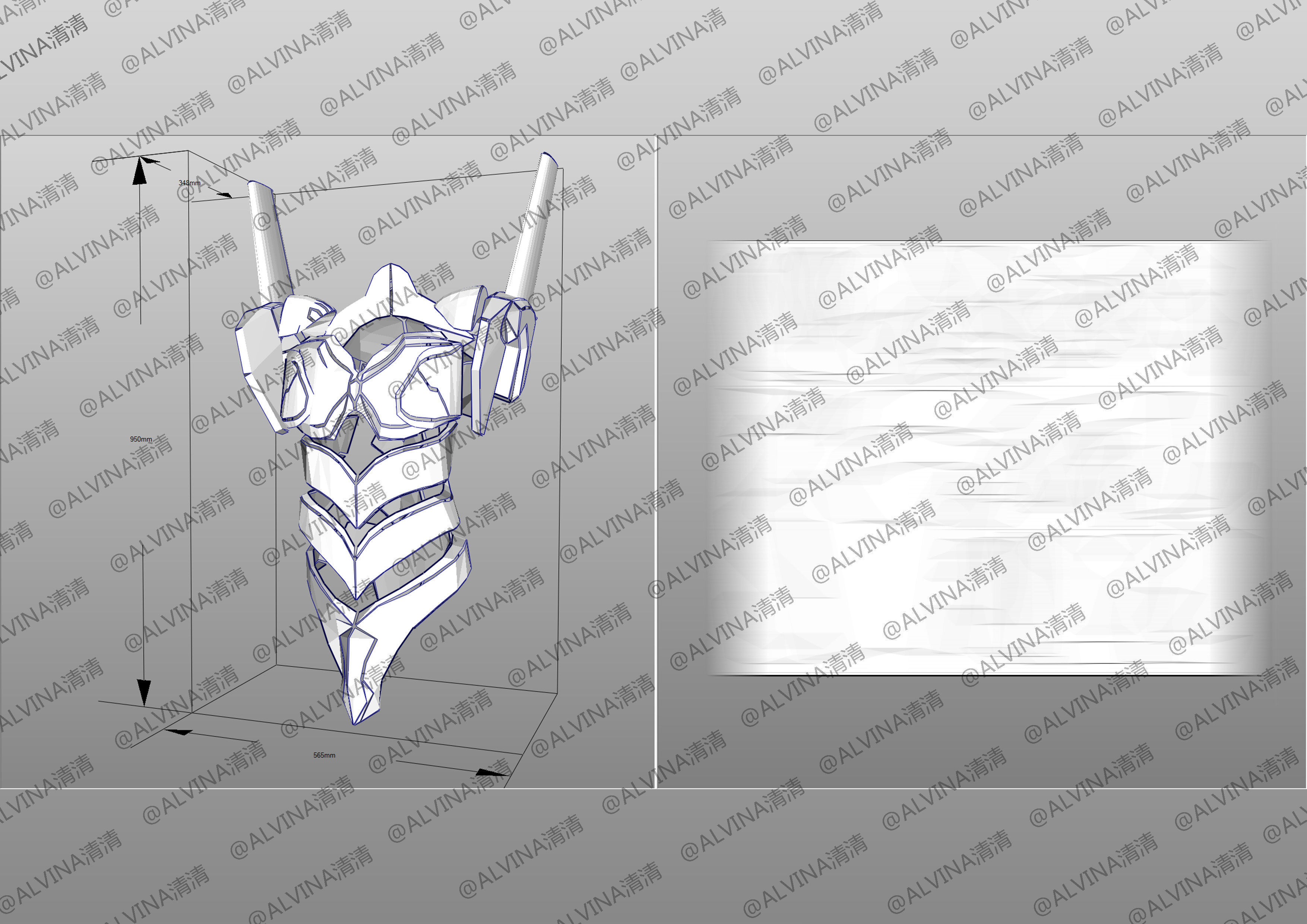 3D model Eva 01 Armadura Evangelion - Cosplay Pepakura Foam Template VR ...