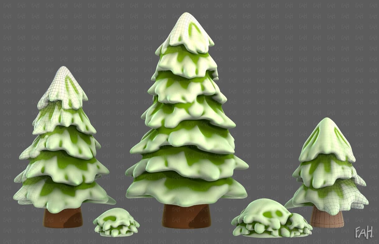 3D model Trees Cartoon V37 VR / AR / low-poly | CGTrader