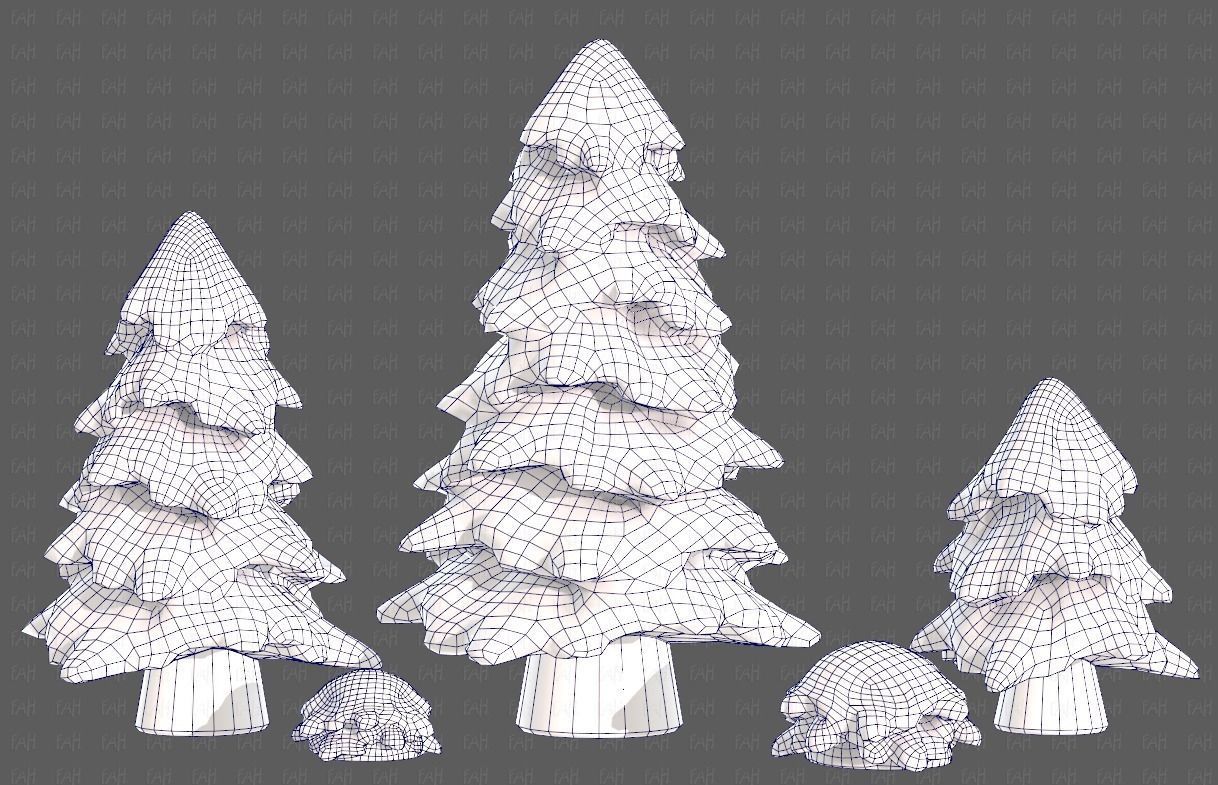 3D model Trees Cartoon V37 VR / AR / low-poly | CGTrader