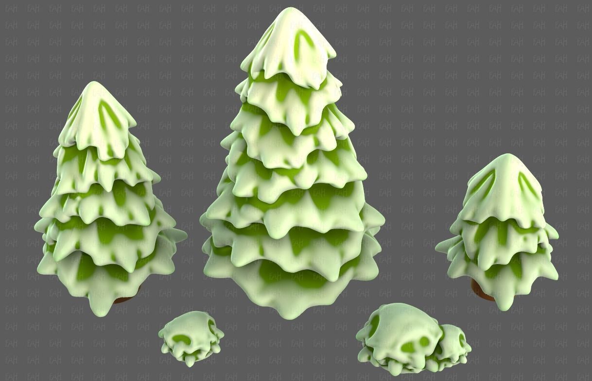 3D model Trees Cartoon V37 VR / AR / low-poly | CGTrader