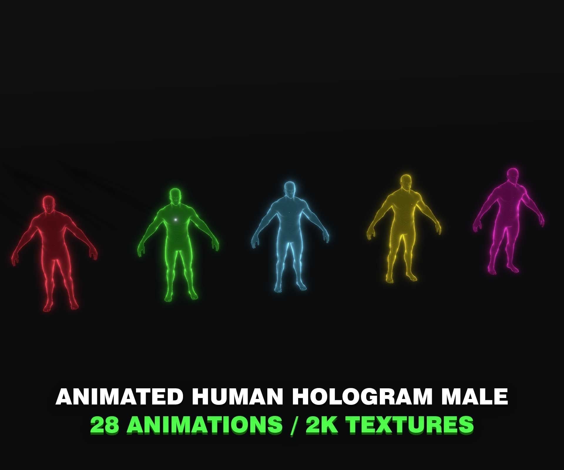 3D model Animated Human Hologram Male 3D Model 28 Animations VR / AR ...