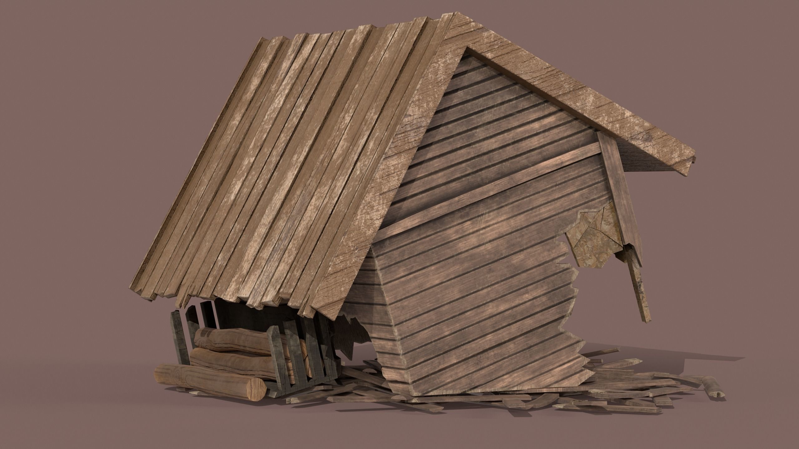 3D model Destroyed Wooden House VR / AR / low-poly | CGTrader