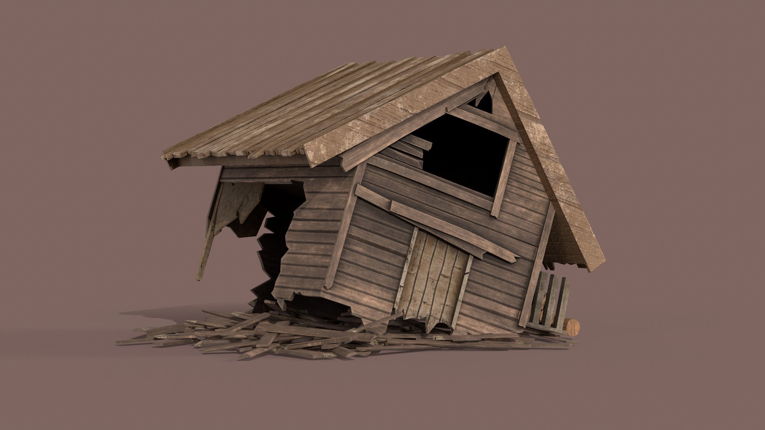 3D model Destroyed Wooden House VR / AR / low-poly | CGTrader