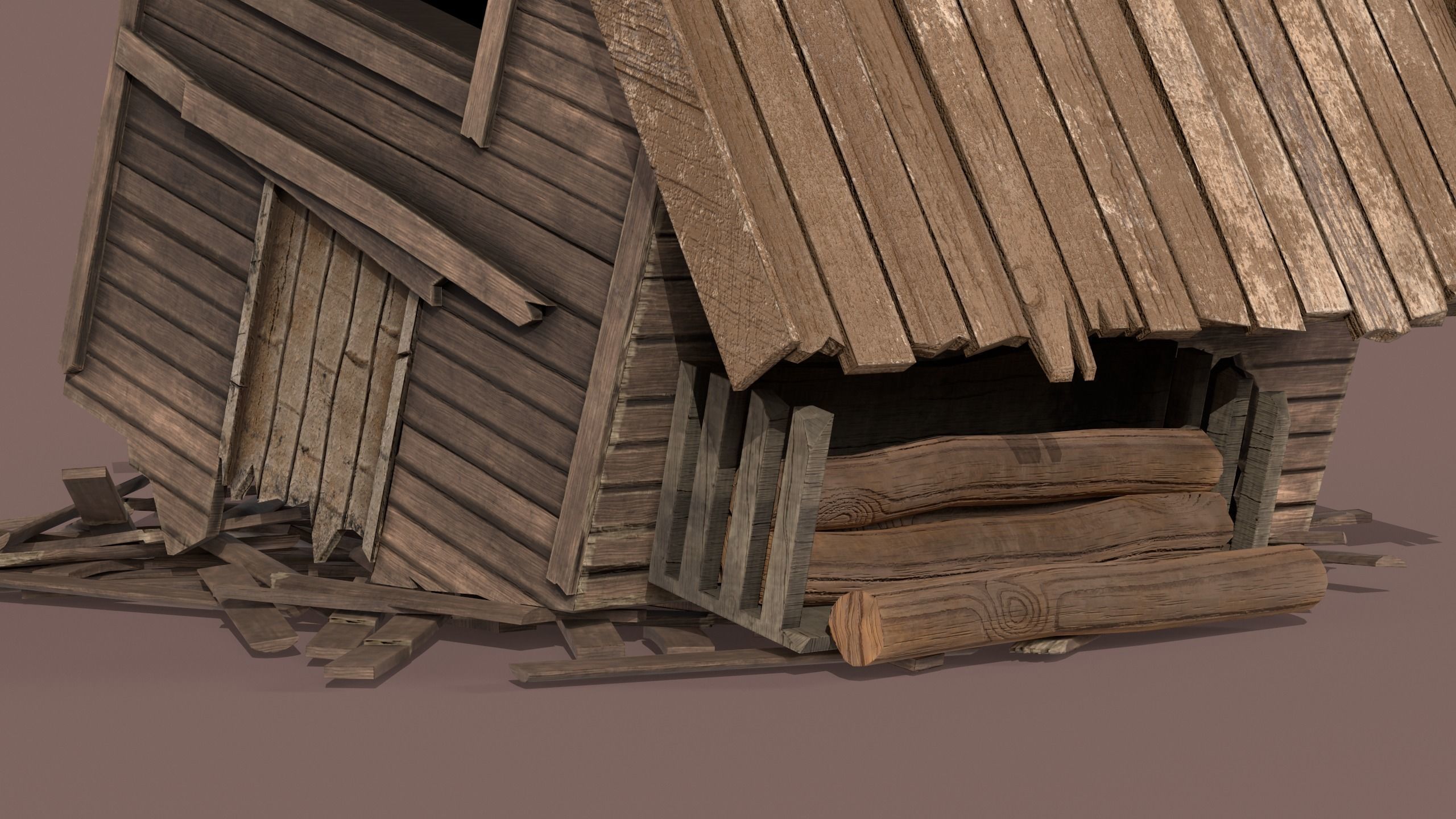 3D model Destroyed Wooden House VR / AR / low-poly | CGTrader