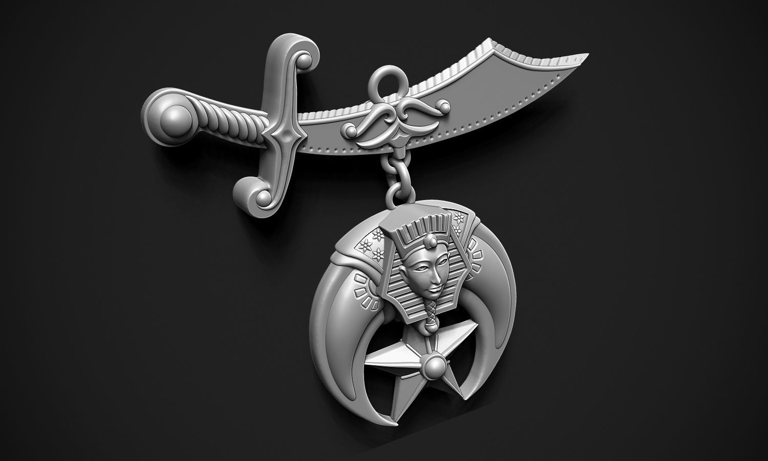Shrine Scimitar Sword Pendant 3D model 3D printable | CGTrader