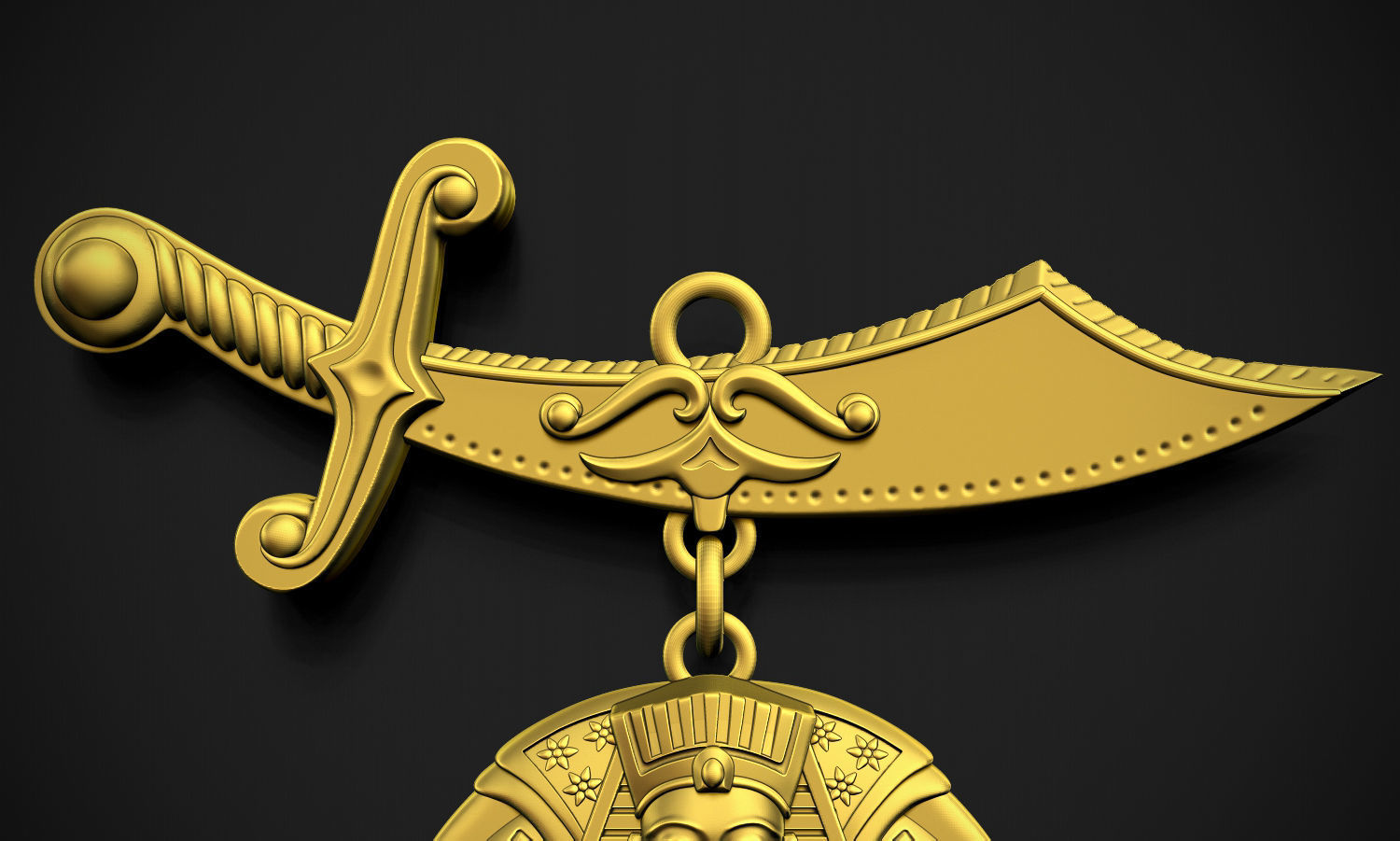 Shrine Scimitar Sword Pendant 3D model 3D printable | CGTrader