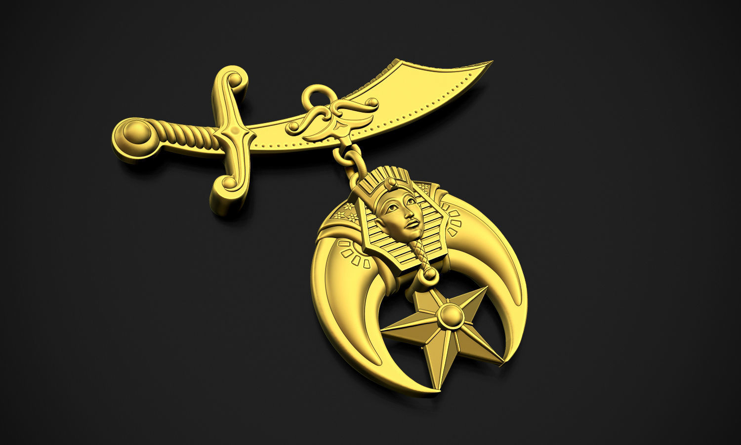 Shrine Scimitar Sword Pendant 3D model 3D printable | CGTrader