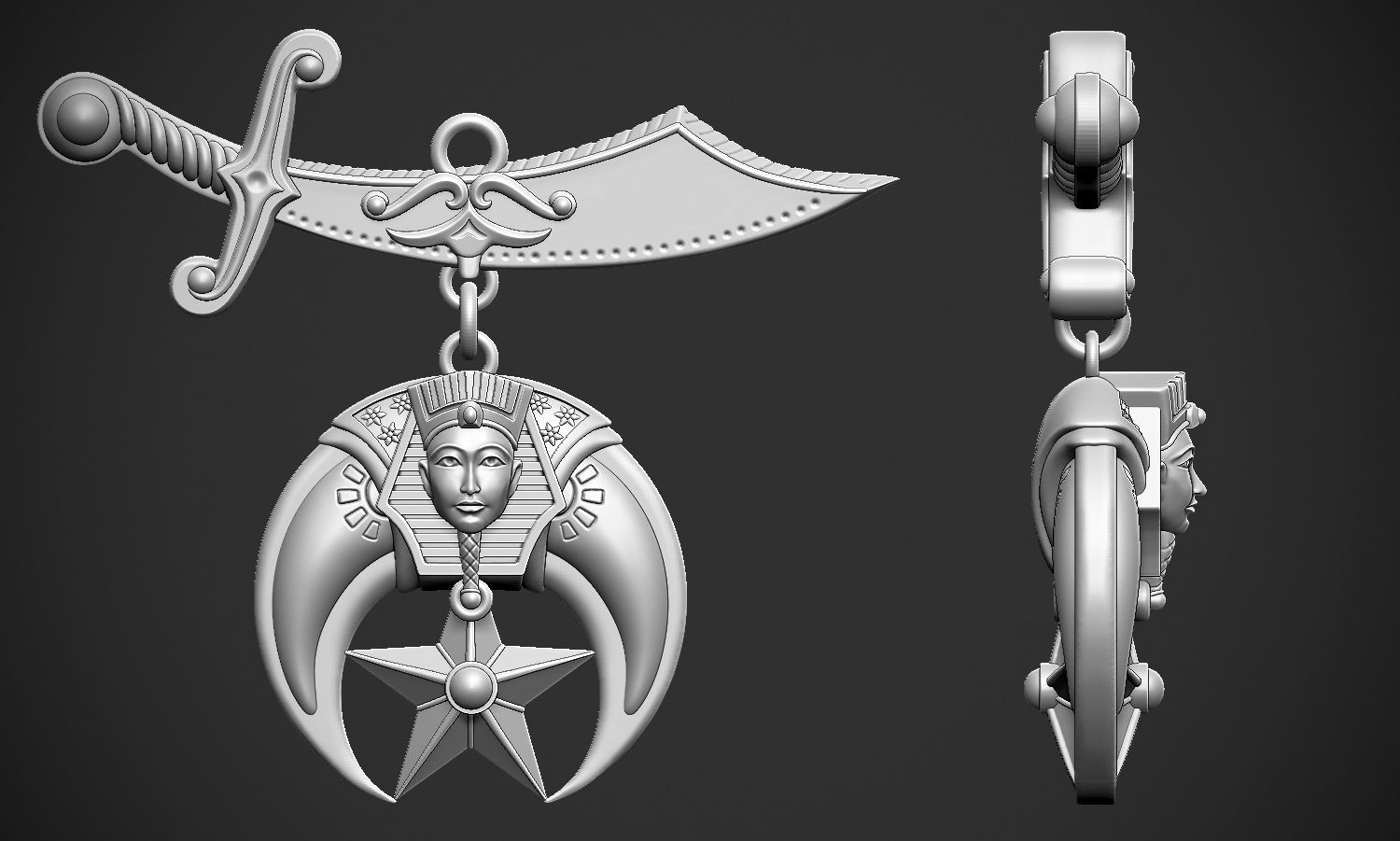 Shrine Scimitar Sword Pendant 3D model 3D printable | CGTrader