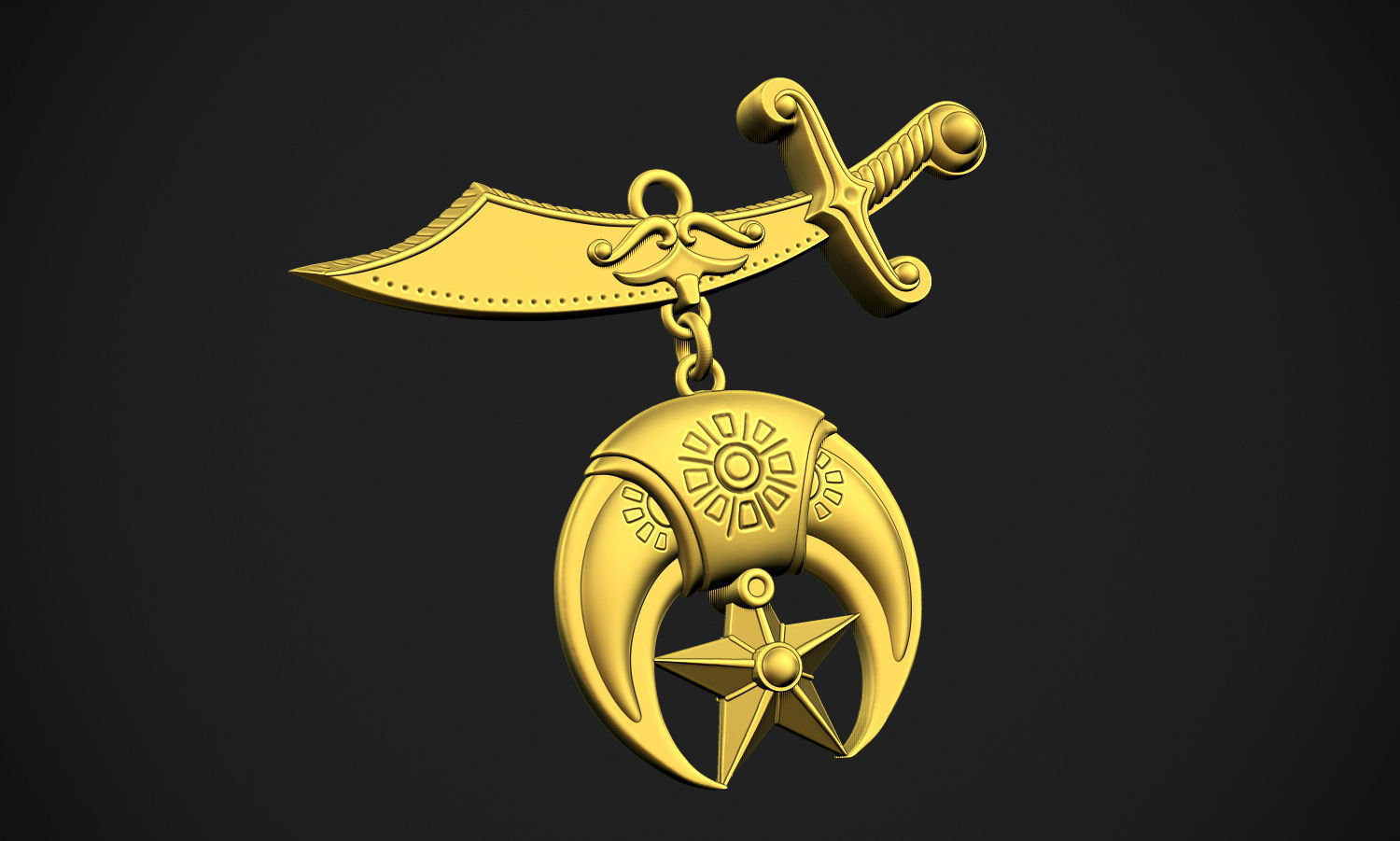 Shrine Scimitar Sword Pendant 3D model 3D printable | CGTrader