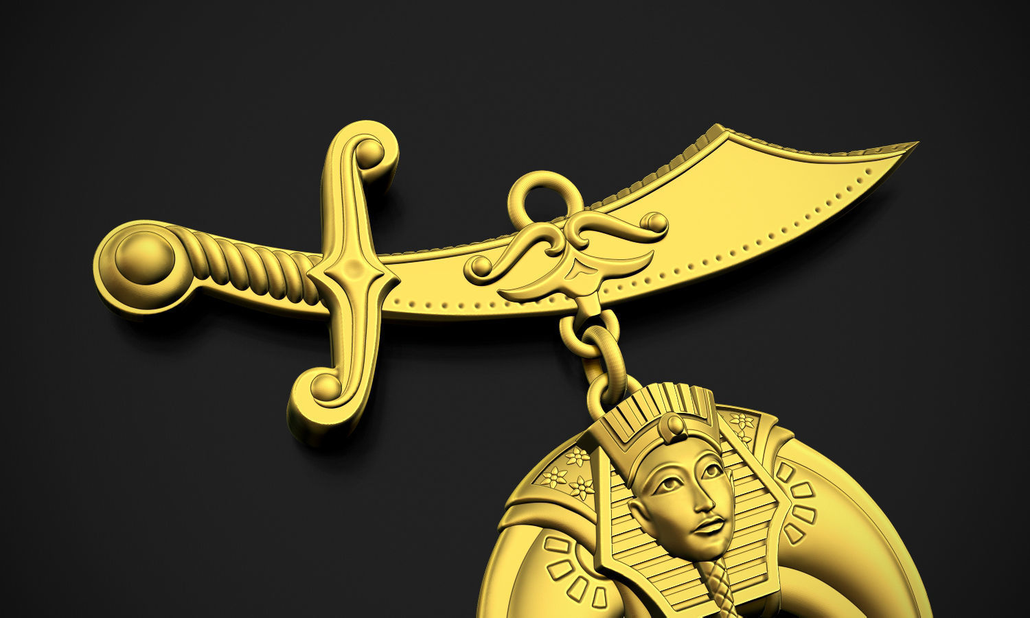 Shrine Scimitar Sword Pendant 3D model 3D printable | CGTrader