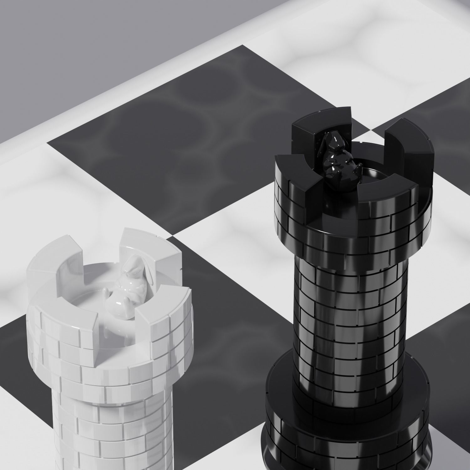 Rabbit Chess set 3D model 3D printable | CGTrader