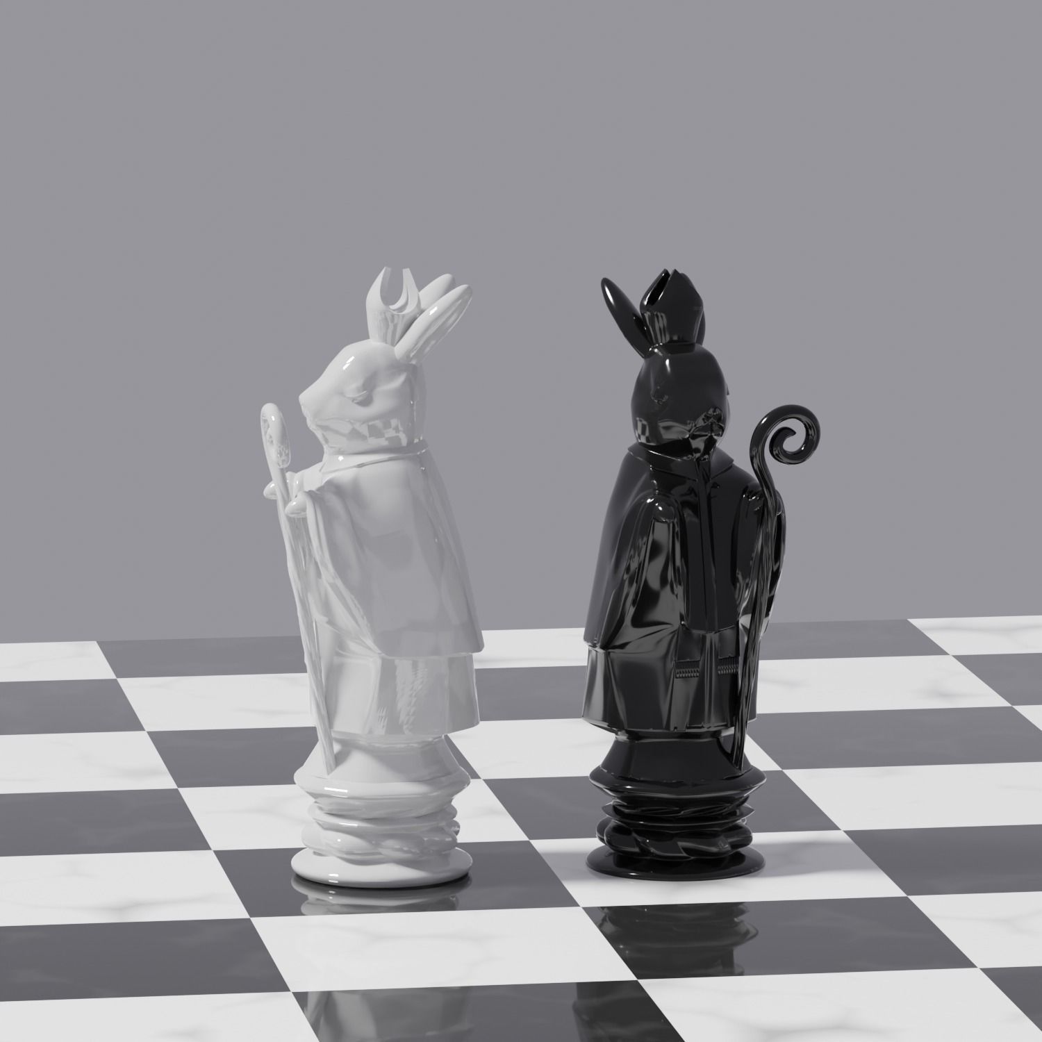 Rabbit Chess set 3D model 3D printable | CGTrader