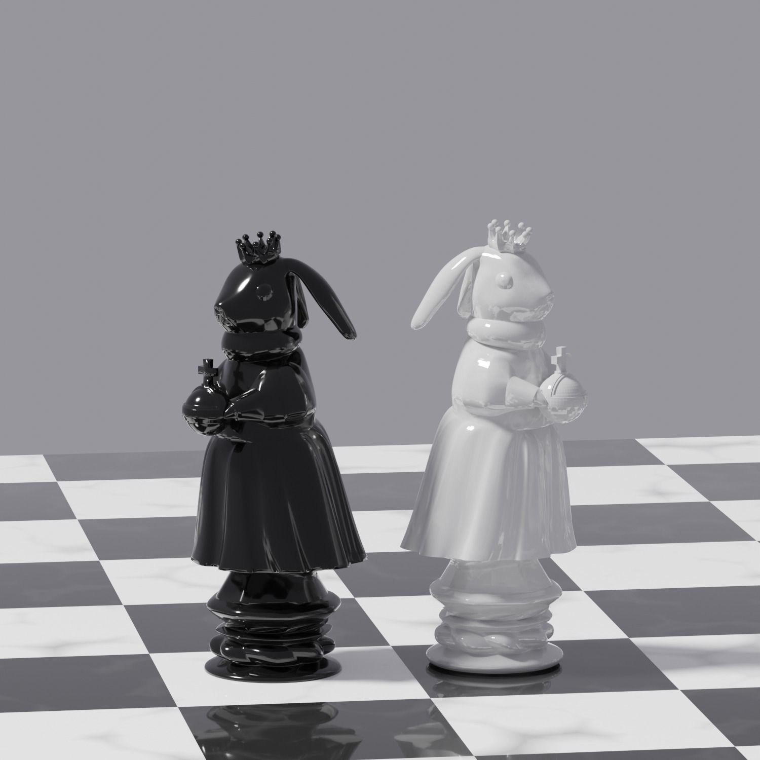Rabbit Chess set 3D model 3D printable | CGTrader
