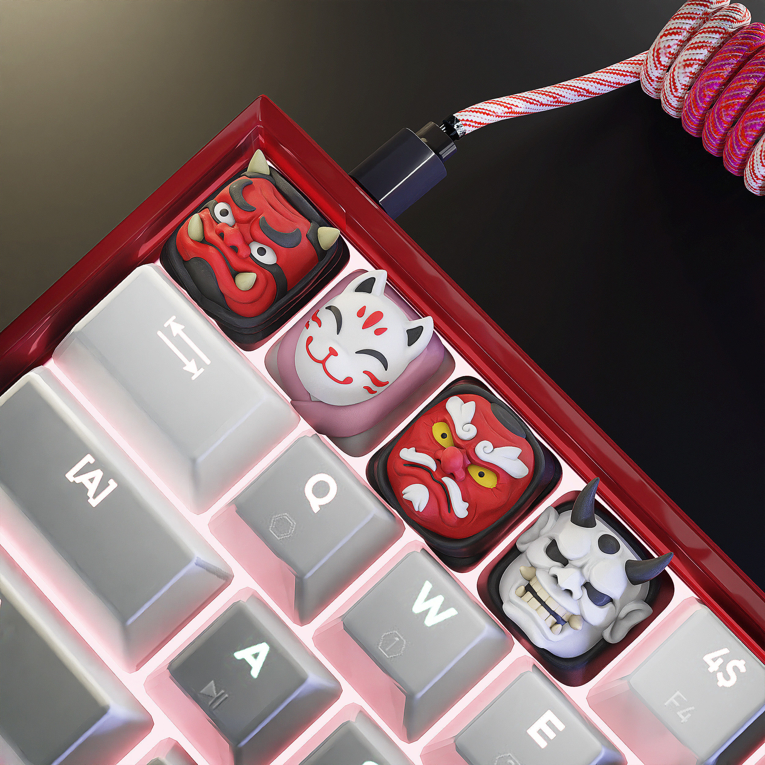 Japanese Masks Keycaps - Mechanical Keyboard 3D model 3D printable ...