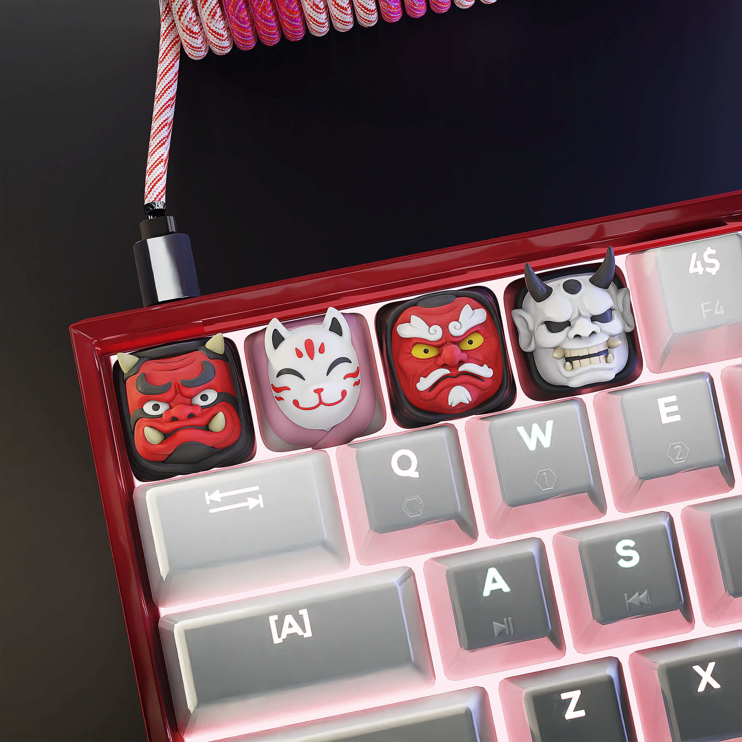 Japanese Masks Keycaps - Mechanical Keyboard 3D model 3D printable ...
