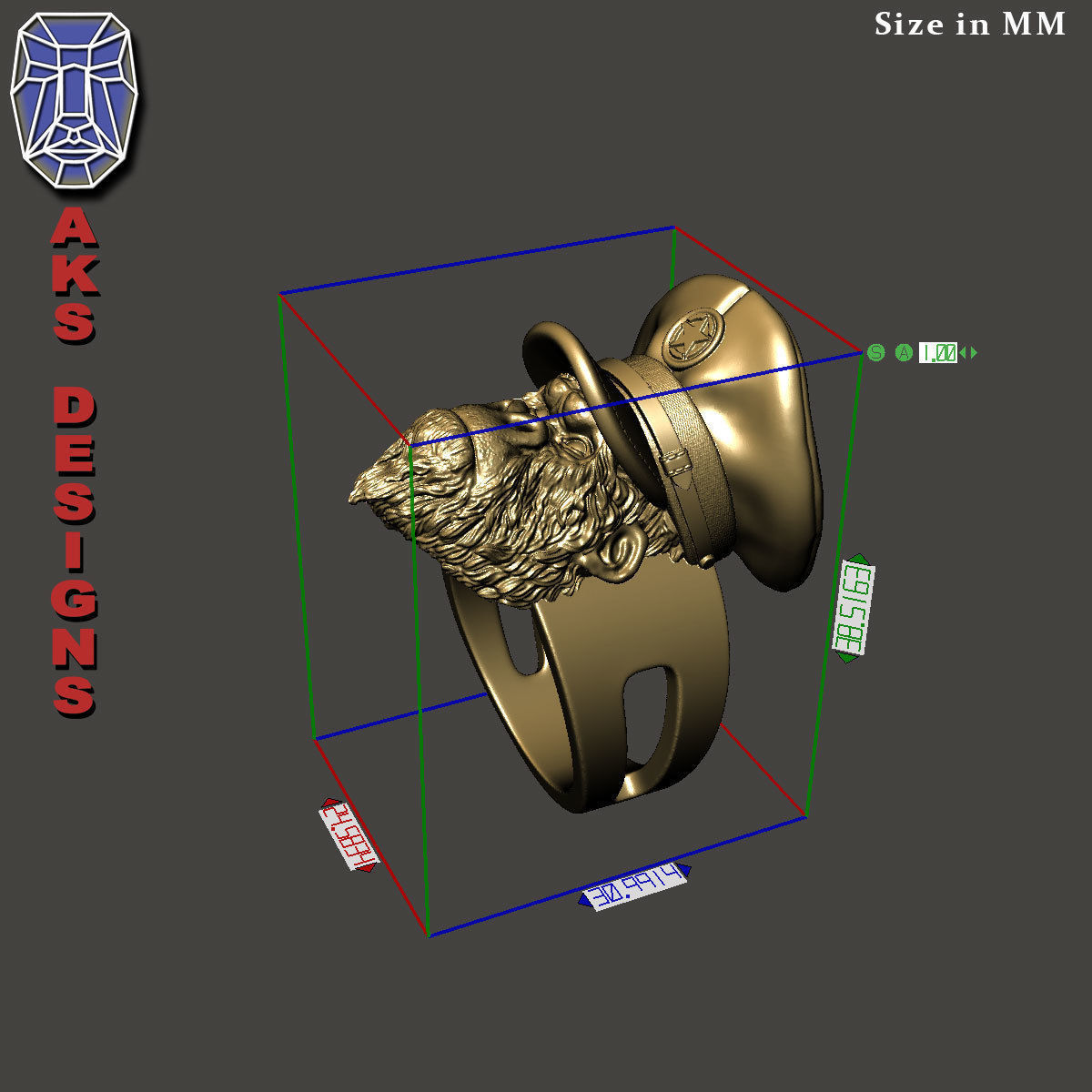 Animal ring jewelry Army captain guerilla v150 3D model 3D printable ...