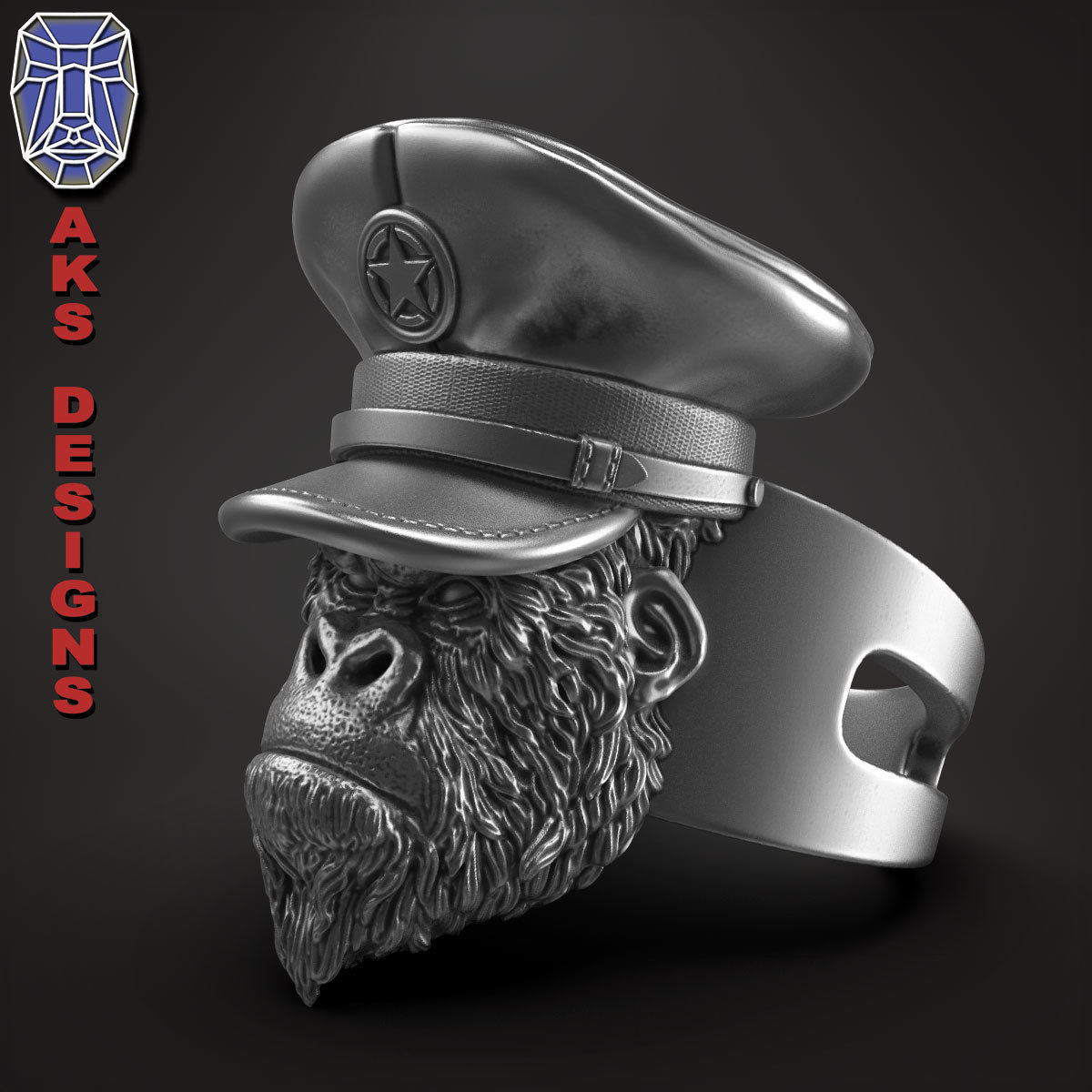 Animal ring jewelry Army captain guerilla v150 3D model 3D printable ...