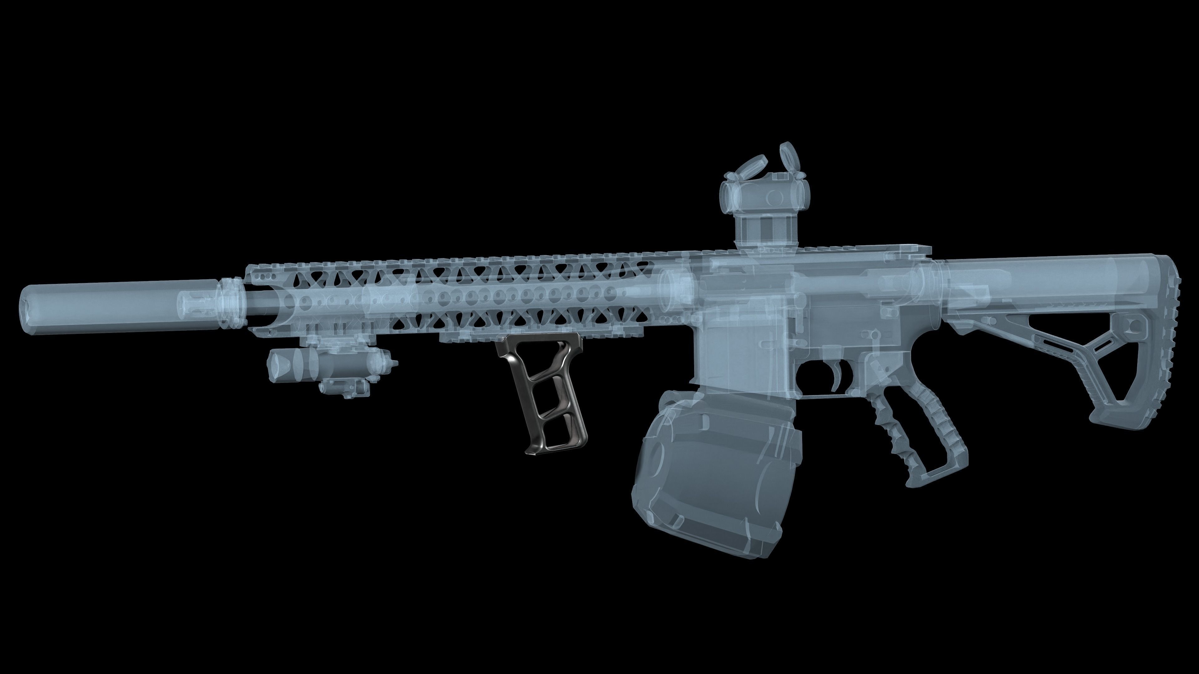 3D model Tactical Dynamics aluminium skeletonized fore vertical grip VR ...