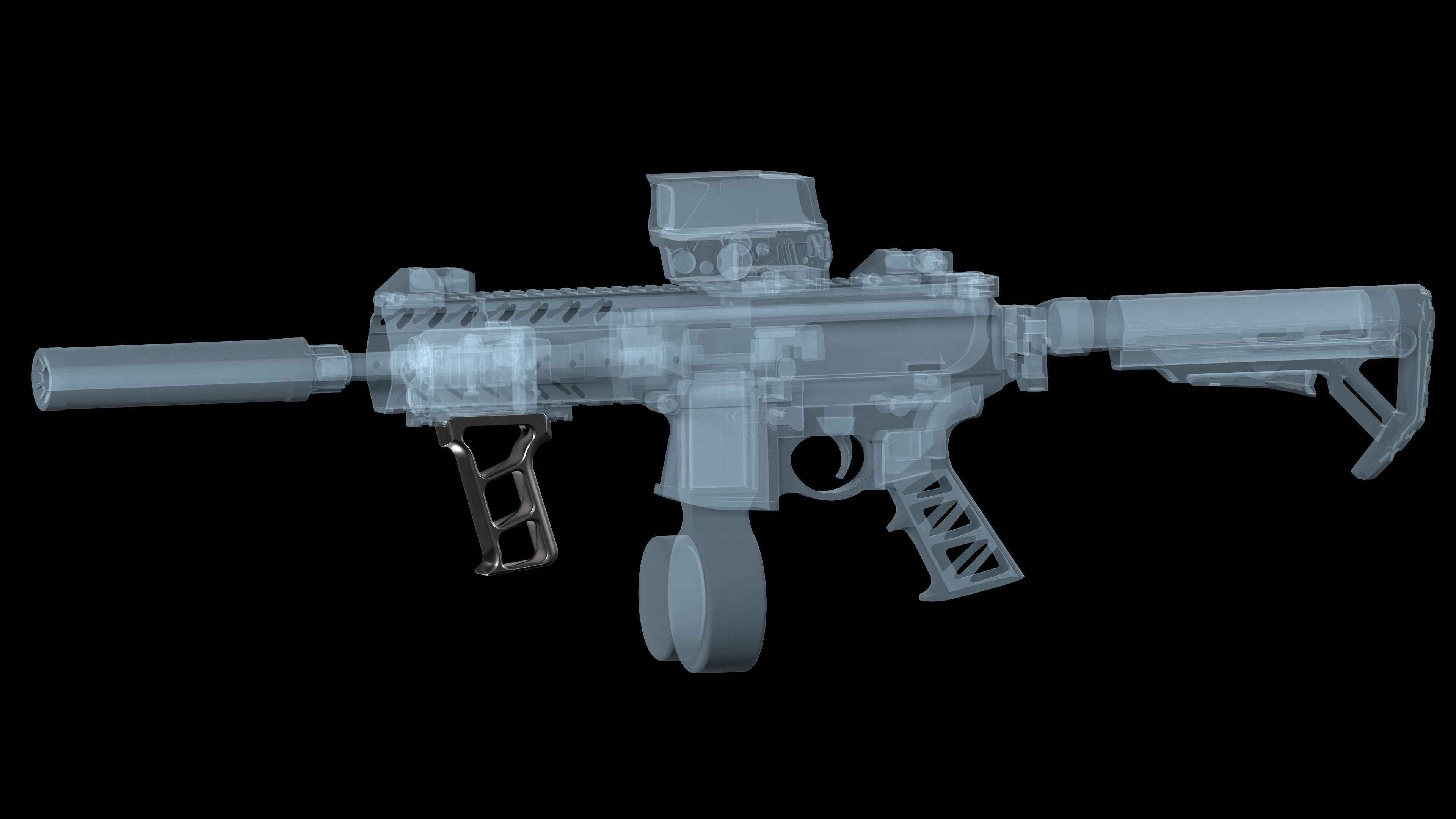 3D model Tactical Dynamics aluminium skeletonized fore vertical grip VR ...