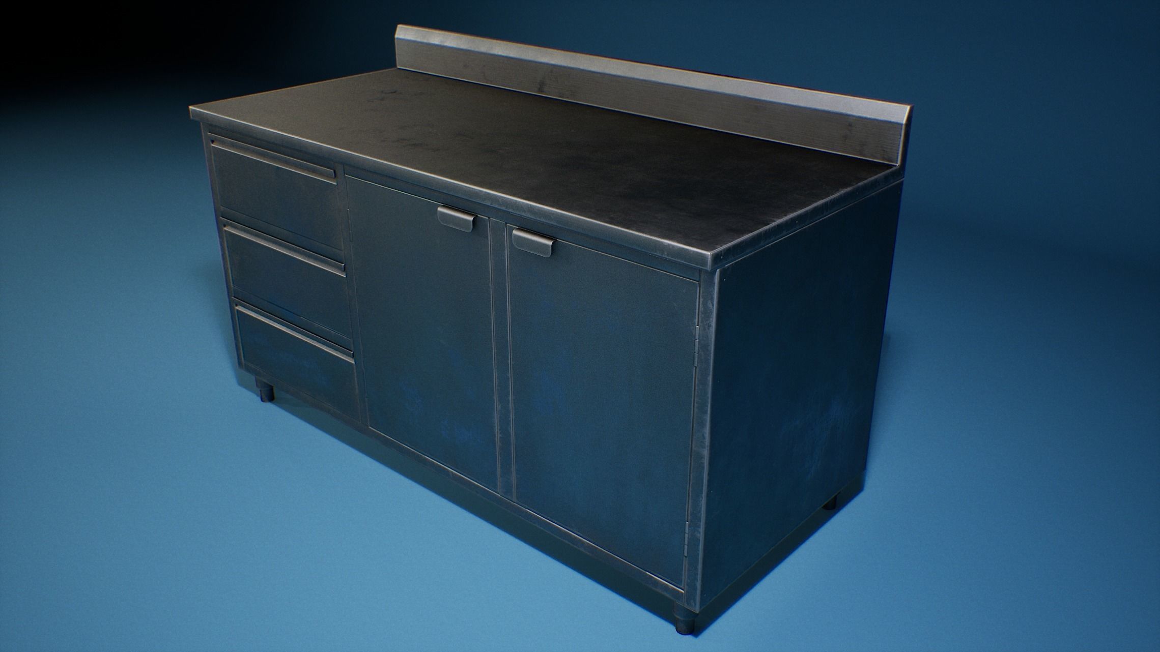 3D model PBR Game-ready Steel Kitchen Cabinet Pack - 4k textures VR ...