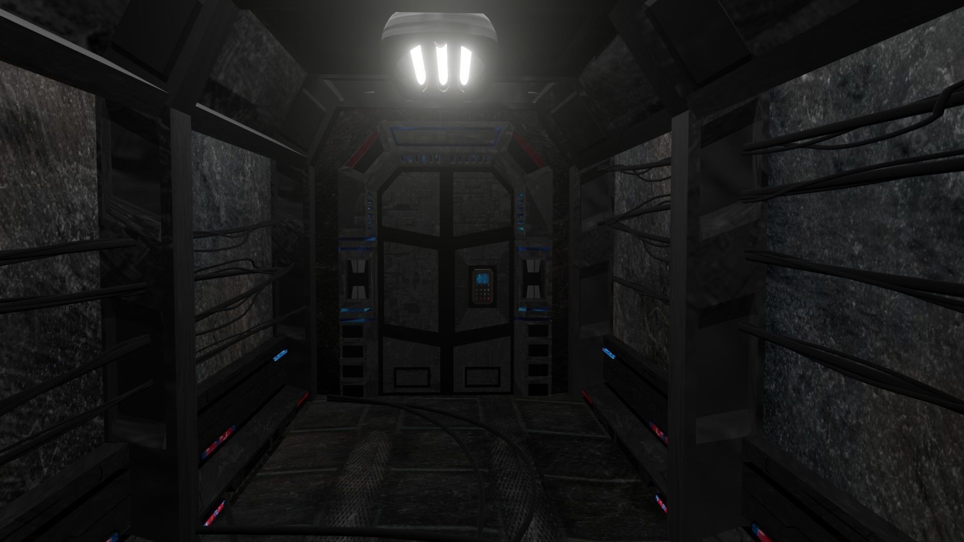 3D model Dark sci-fi hallway VR / AR / low-poly | CGTrader