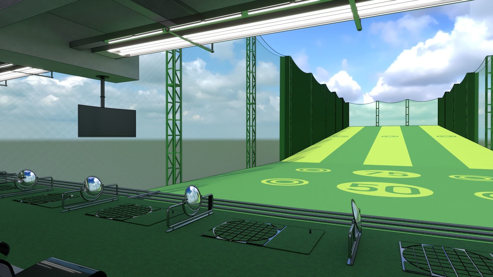 outdoor golf driving range 3D model | CGTrader