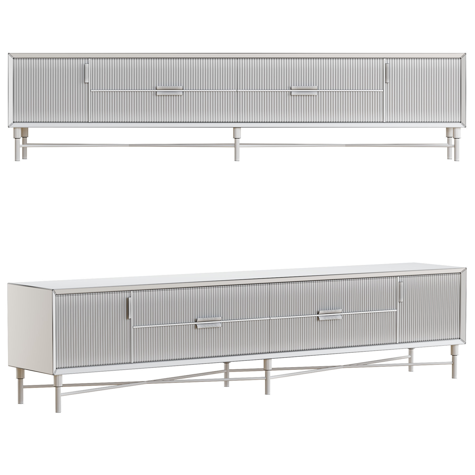 Modern Off White TV Stand Rectangle Media Console 3D model | CGTrader