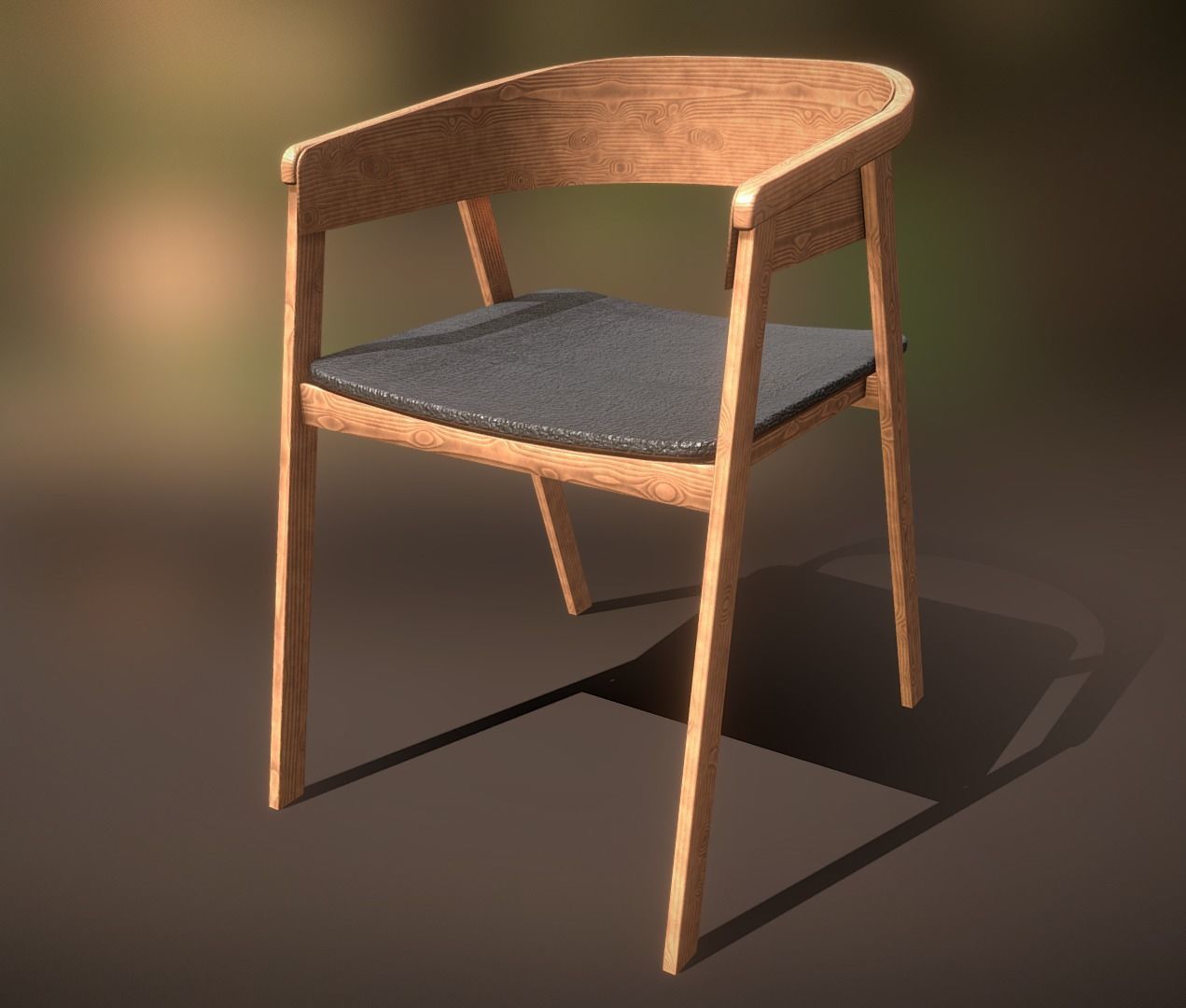 3D model Wooden Leather Soho Wing Arm Dining living Armchair Chair ...