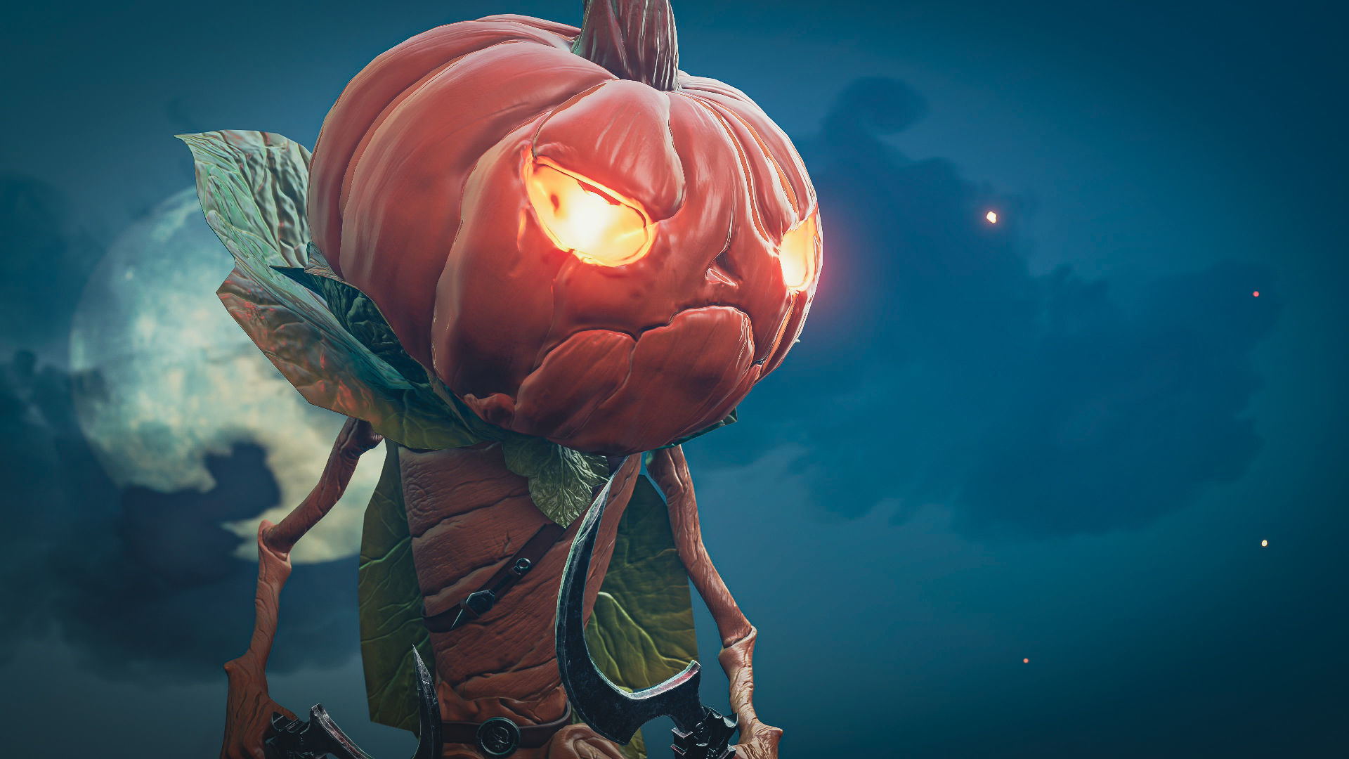 3D model Pumpkin assassin Low-poly character Rigged With weapons VR ...