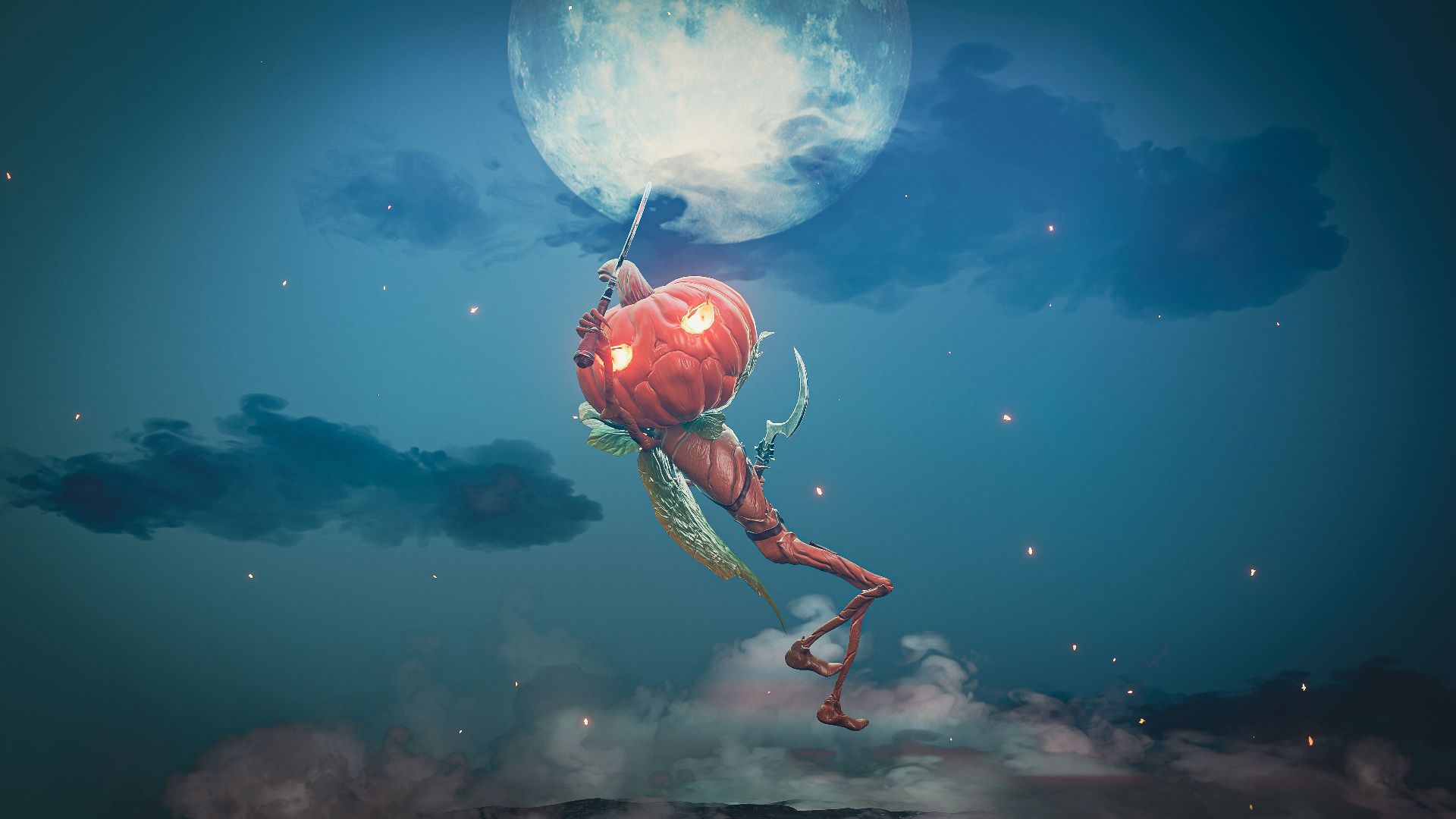 3D model Pumpkin assassin Low-poly character Rigged With weapons VR ...