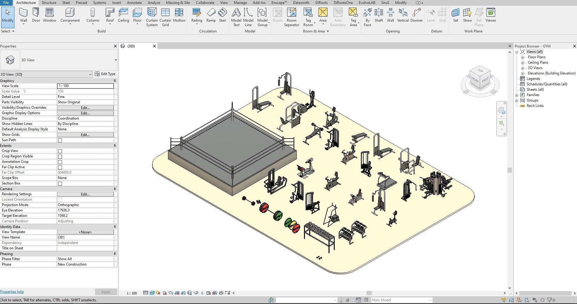 Gym Revit Families 2022 3D model | CGTrader