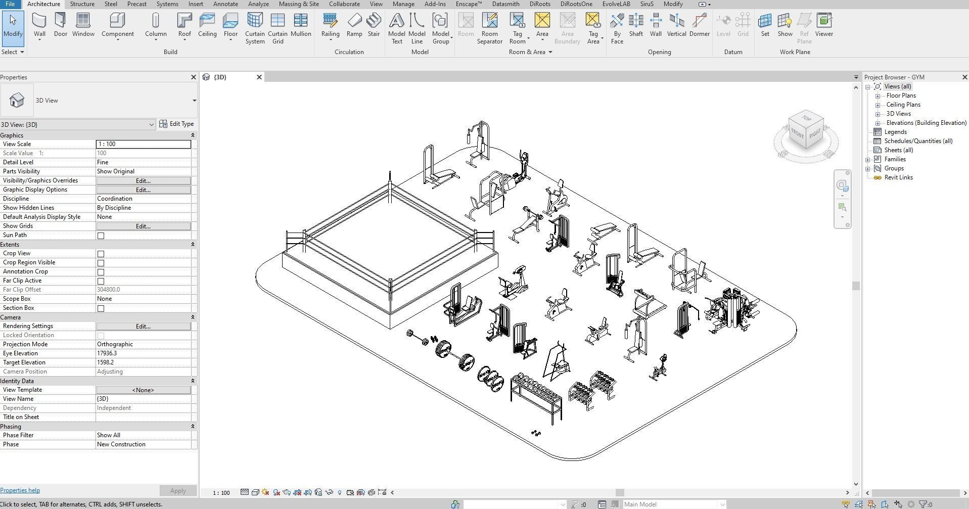 Gym Revit Families 2022 3D model | CGTrader