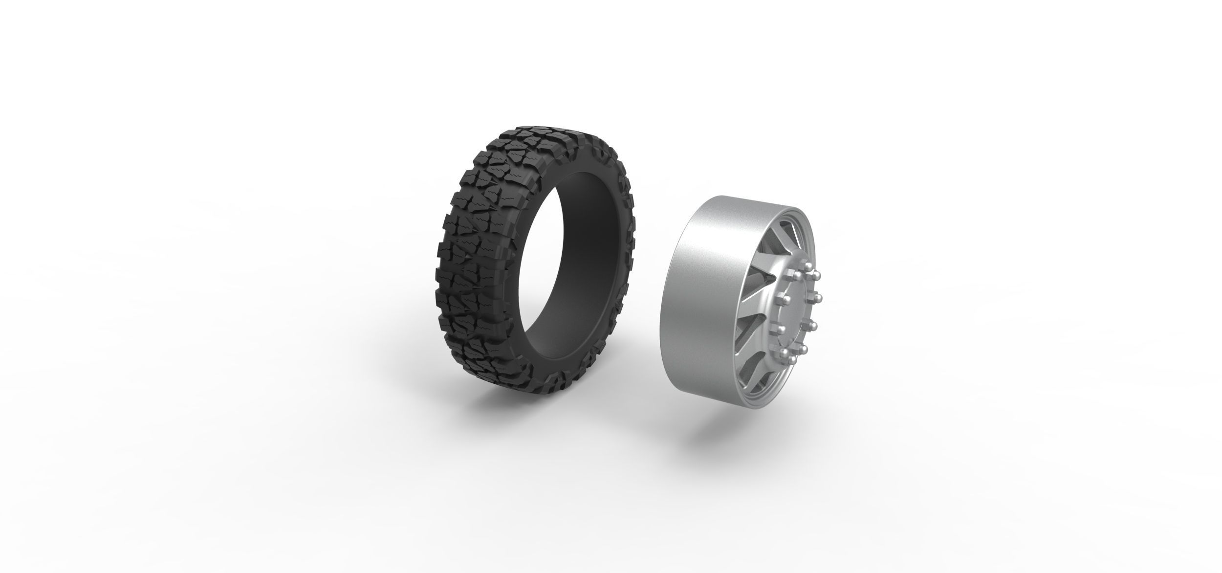 Diecast Front semi wheel for pickup V7 Scale 1 to 25 3D model 3D ...