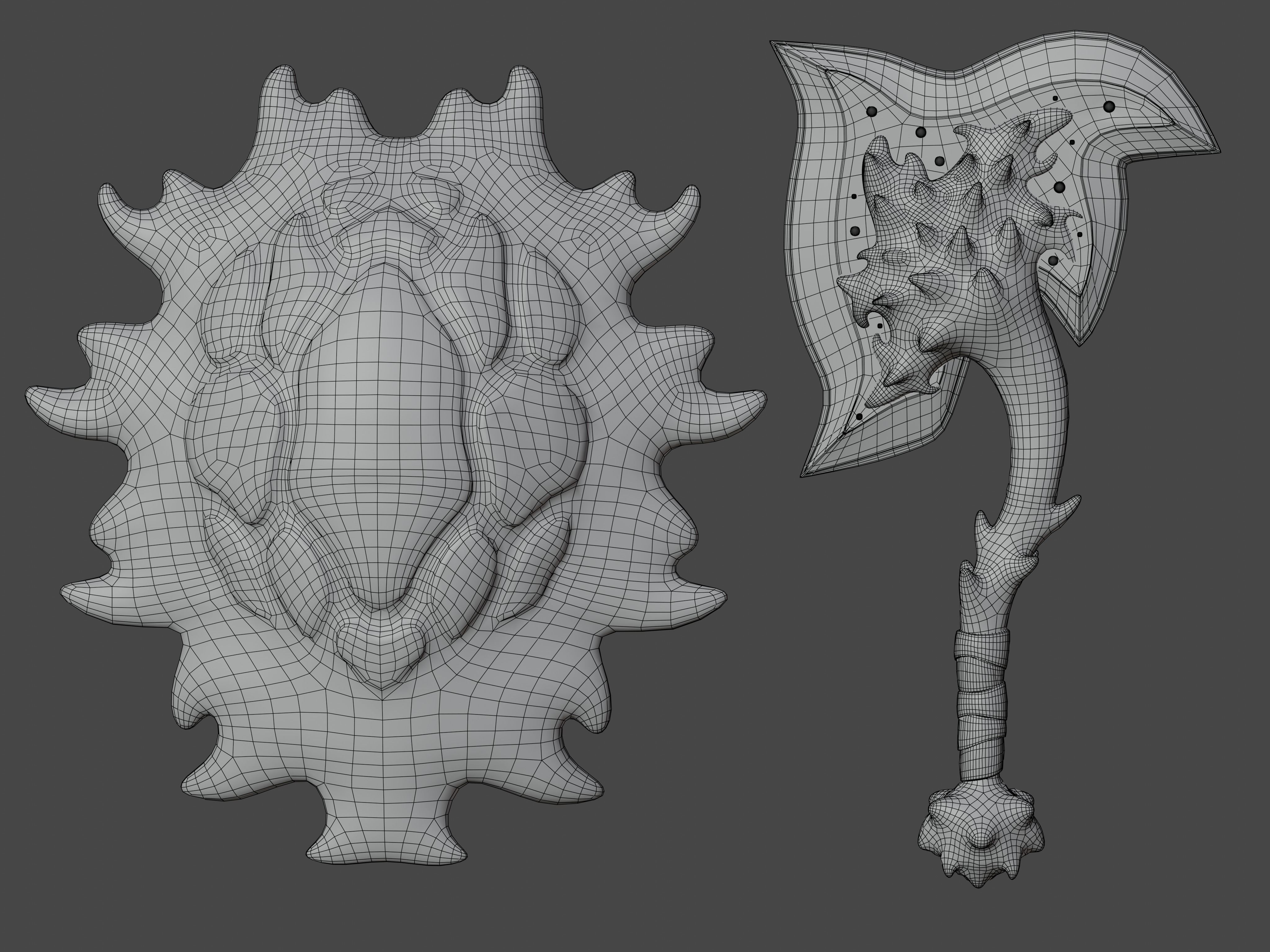 3D model Coral Shield and Axe VR / AR / low-poly | CGTrader