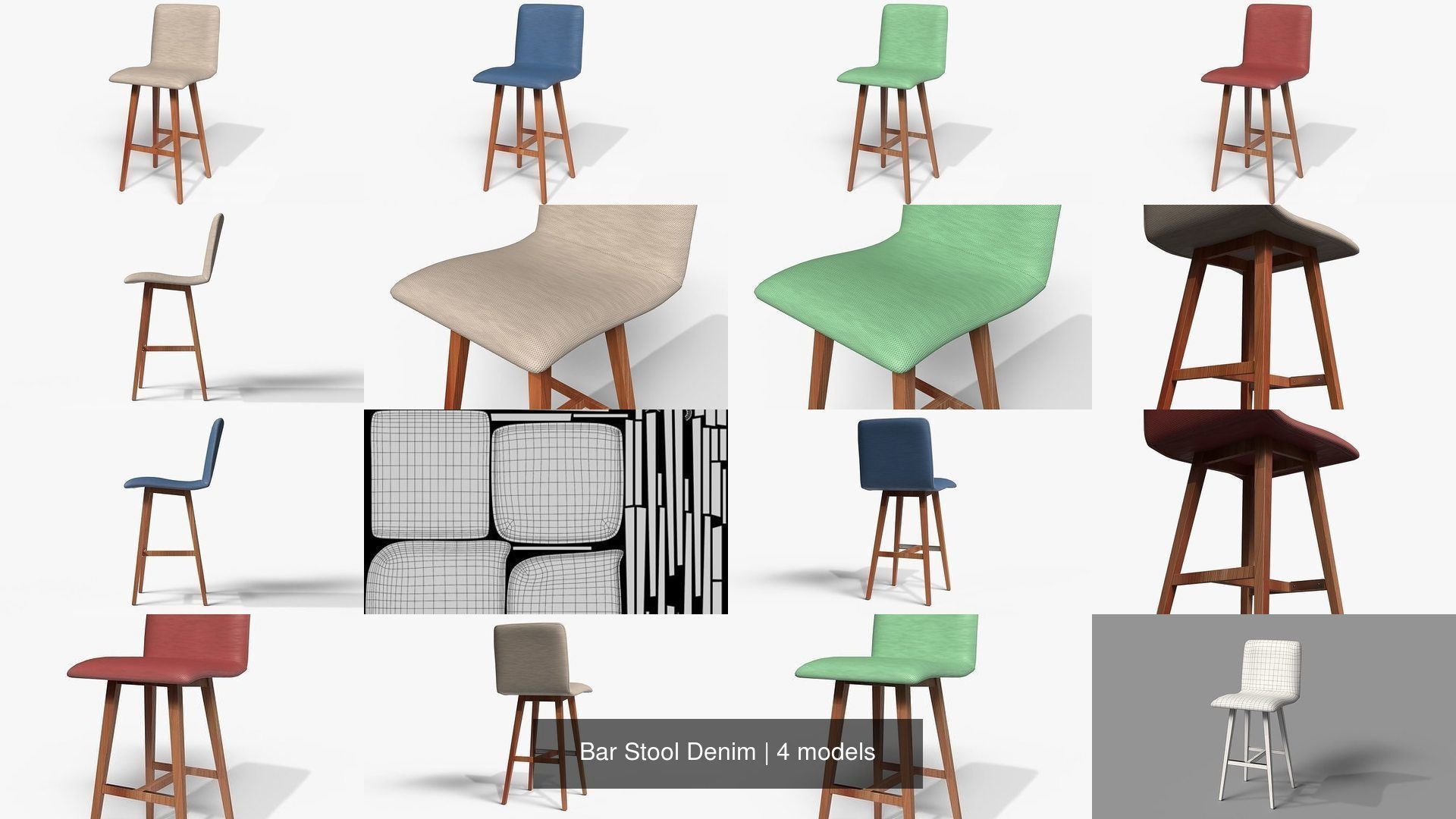 3D Model Collection Bar Stool Denim VR / AR / low-poly | CGTrader