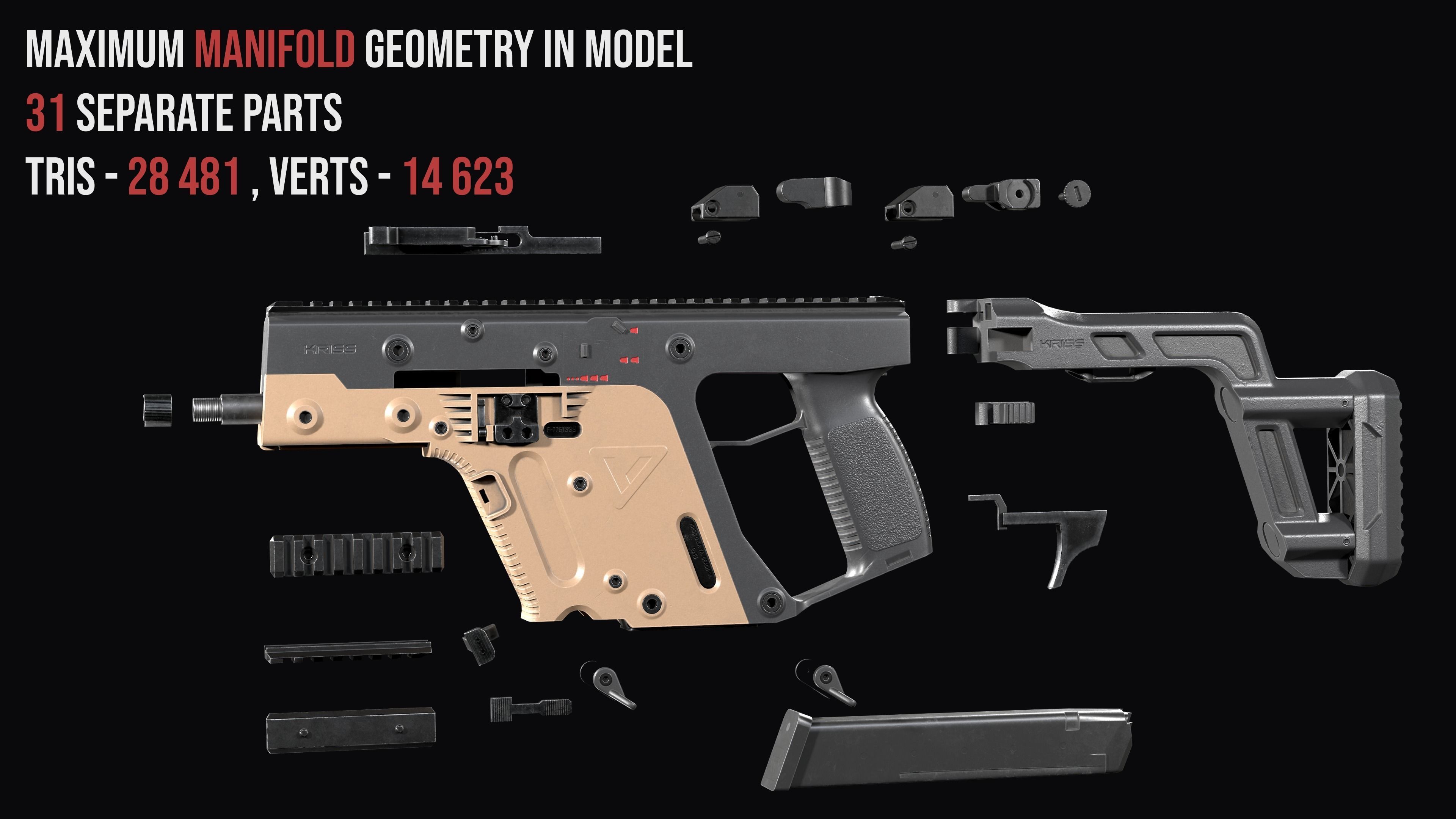 Modular Modern SMG gun Weapon Pack 3D Model Collection VR / AR / low ...