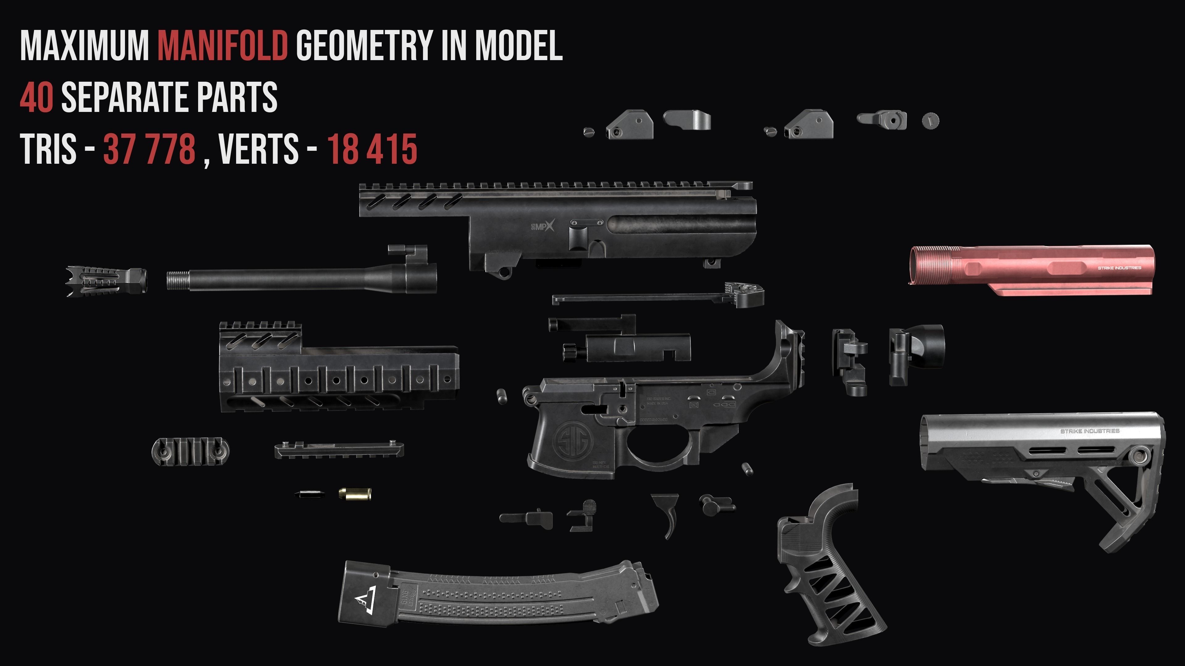 Modular Modern SMG gun Weapon Pack 3D Model Collection VR / AR / low ...