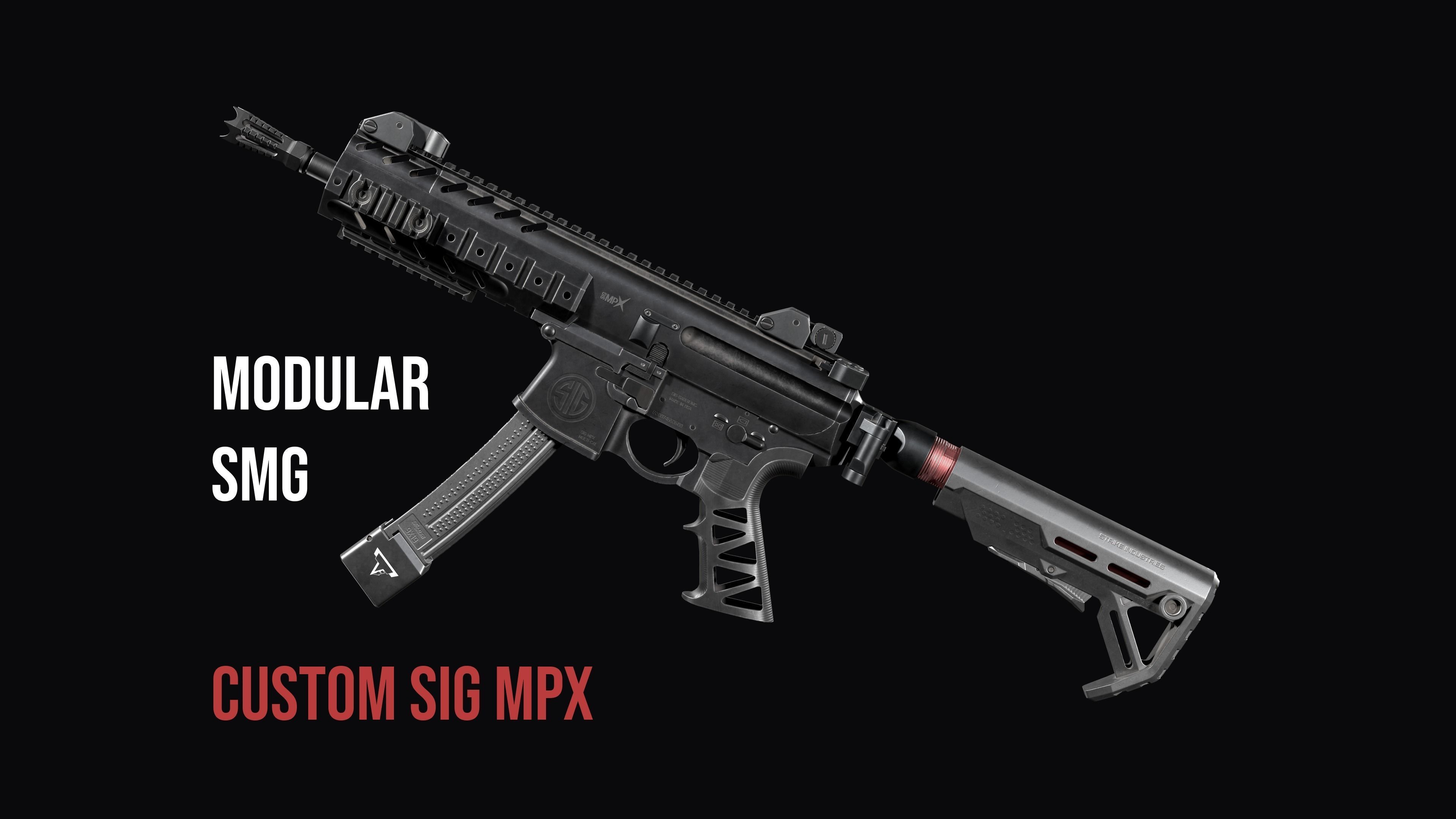 Modular Modern SMG gun Weapon Pack 3D Model Collection VR / AR / low ...