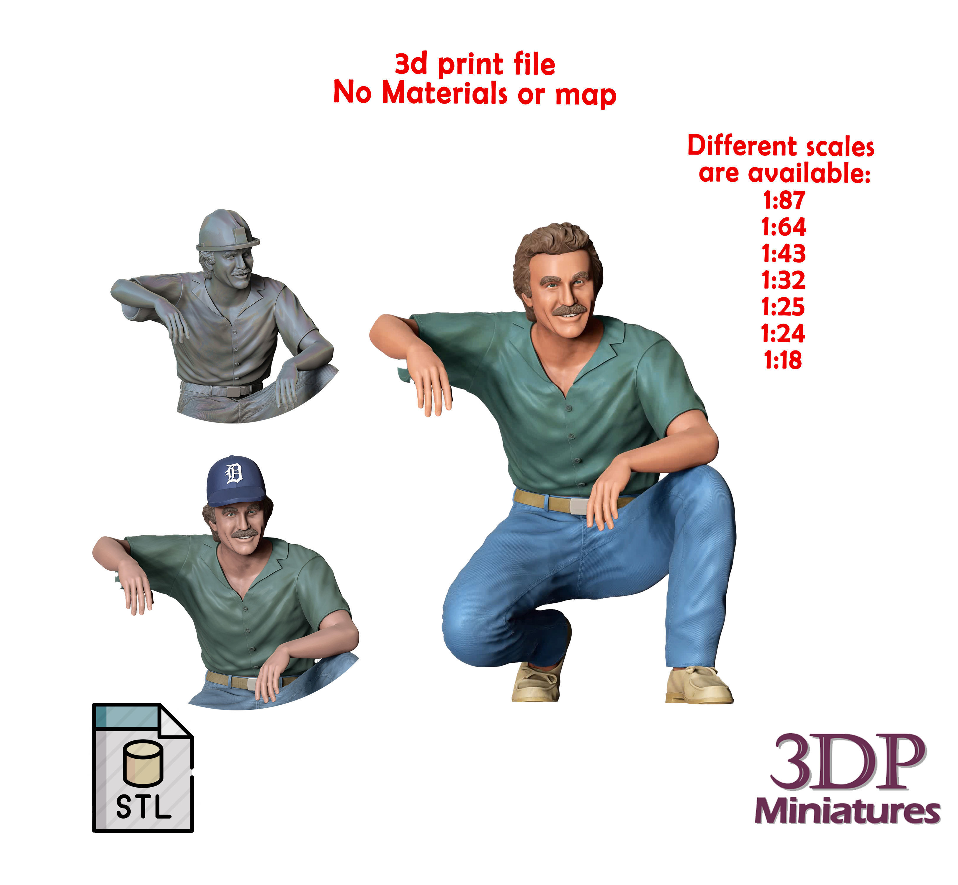 Thomas Magnum 3D model 3D printable | CGTrader