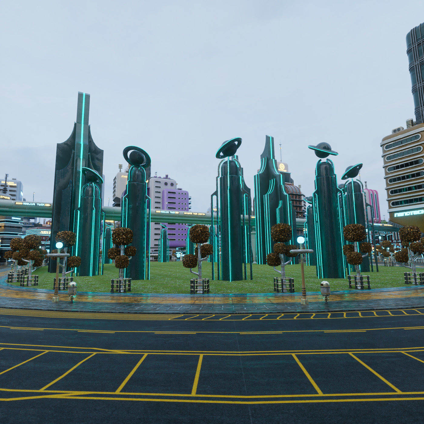 3D model SCIFI ATOMPUNK CITY ENVIRONMENT TILEABLE LOOP VR / AR / low ...