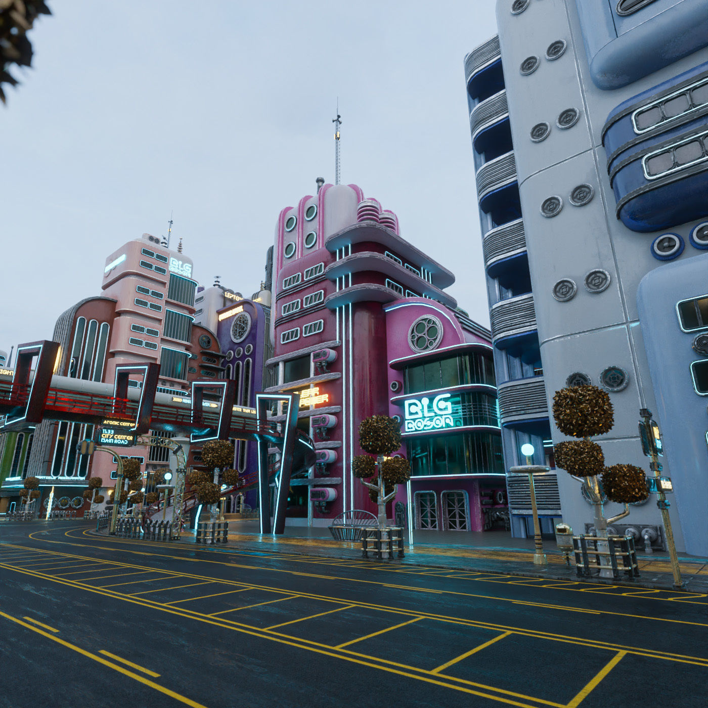 3D model SCIFI ATOMPUNK CITY ENVIRONMENT TILEABLE LOOP VR / AR / low ...