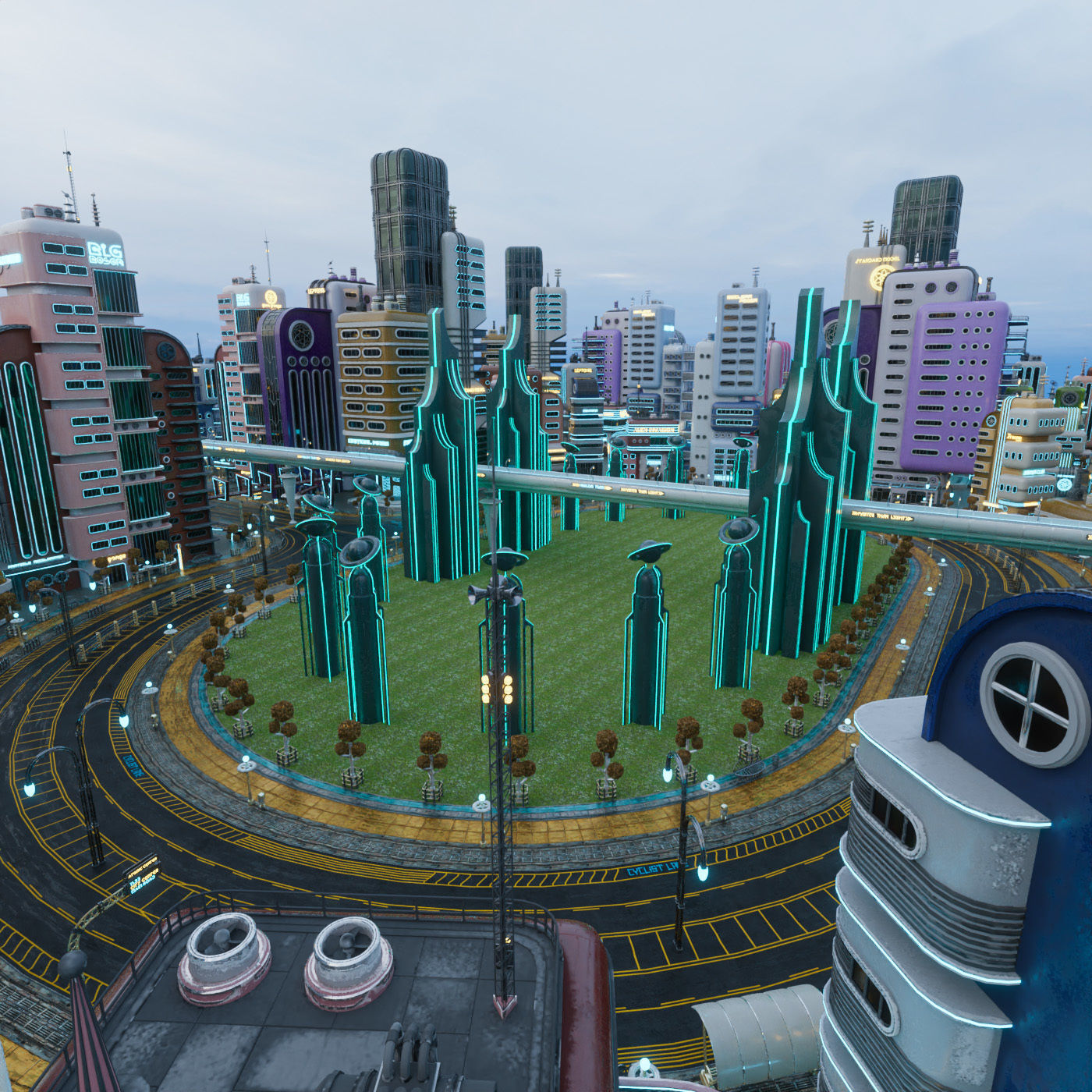 3D model SCIFI ATOMPUNK CITY ENVIRONMENT TILEABLE LOOP VR / AR / low ...